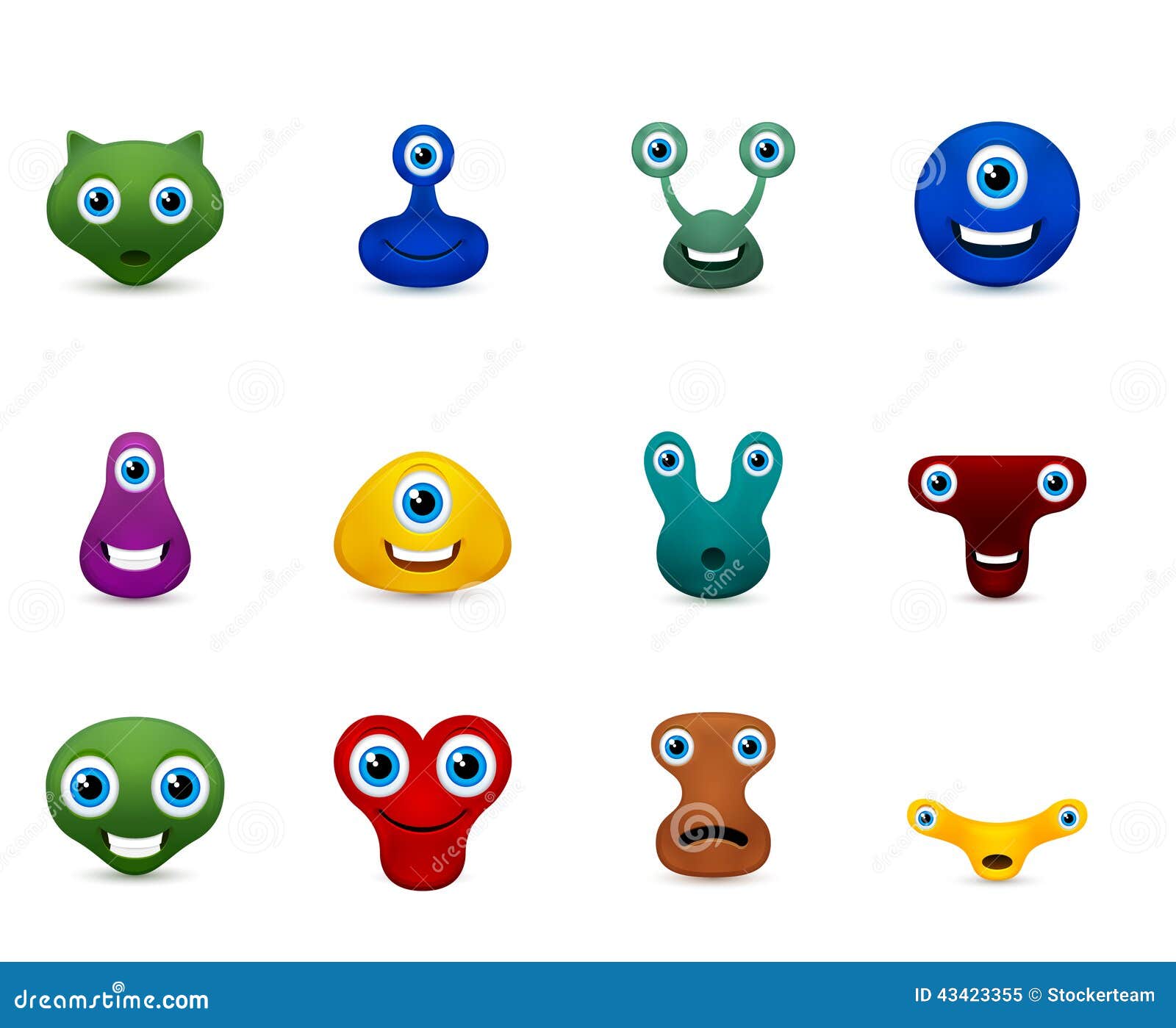 Vector Set of Funny Monsters Emoticon Stock Illustration - Illustration ...