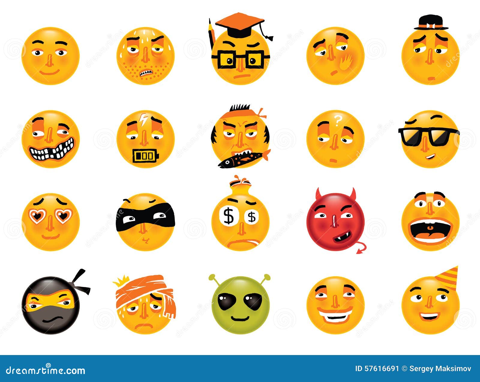 Vector Set of Funny Smileys. Collection of Emoticons Stock Vector ...