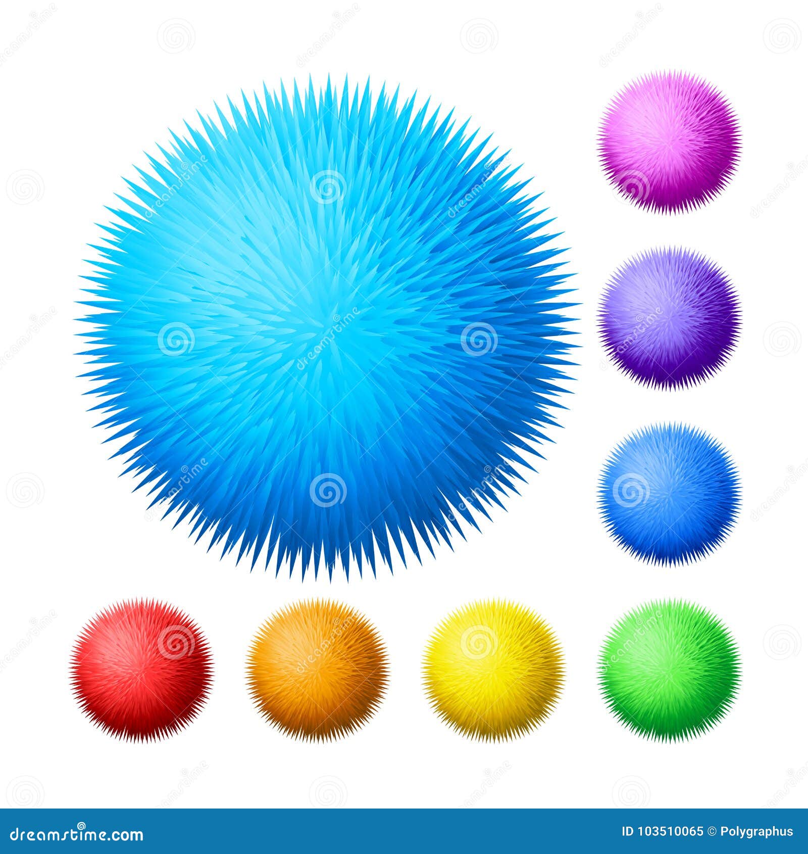 Vector set of fur pompons stock vector. Illustration of fluff - 103510065
