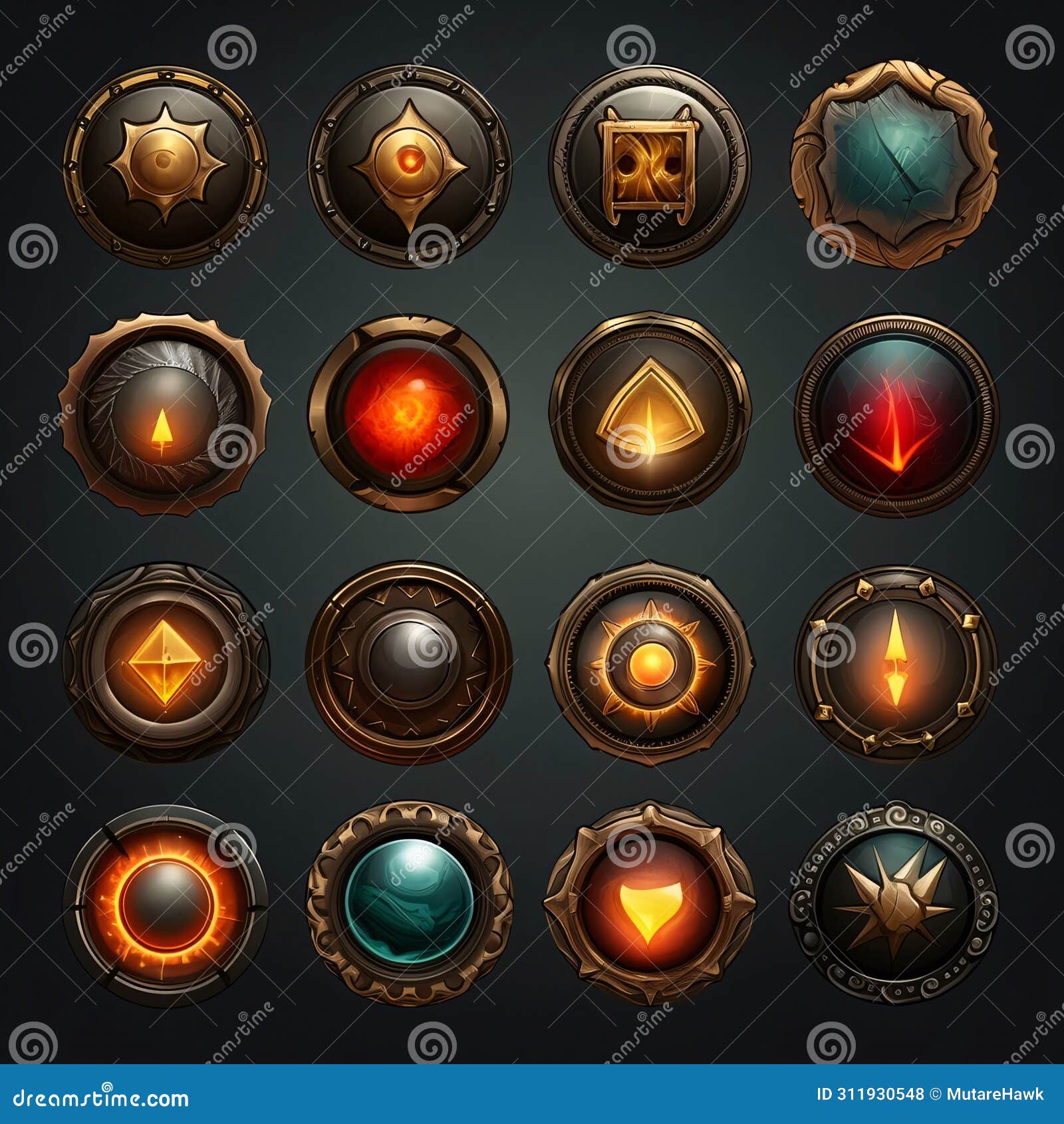 Vector Set of Game Buttons for Computer Games and Applications ...