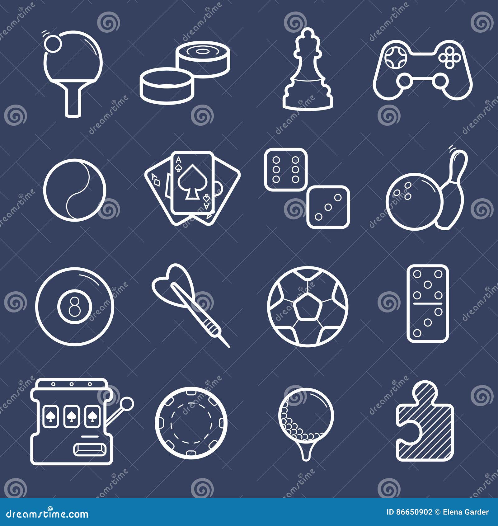Vector set of games icons. stock illustration. Illustration of bowling ...