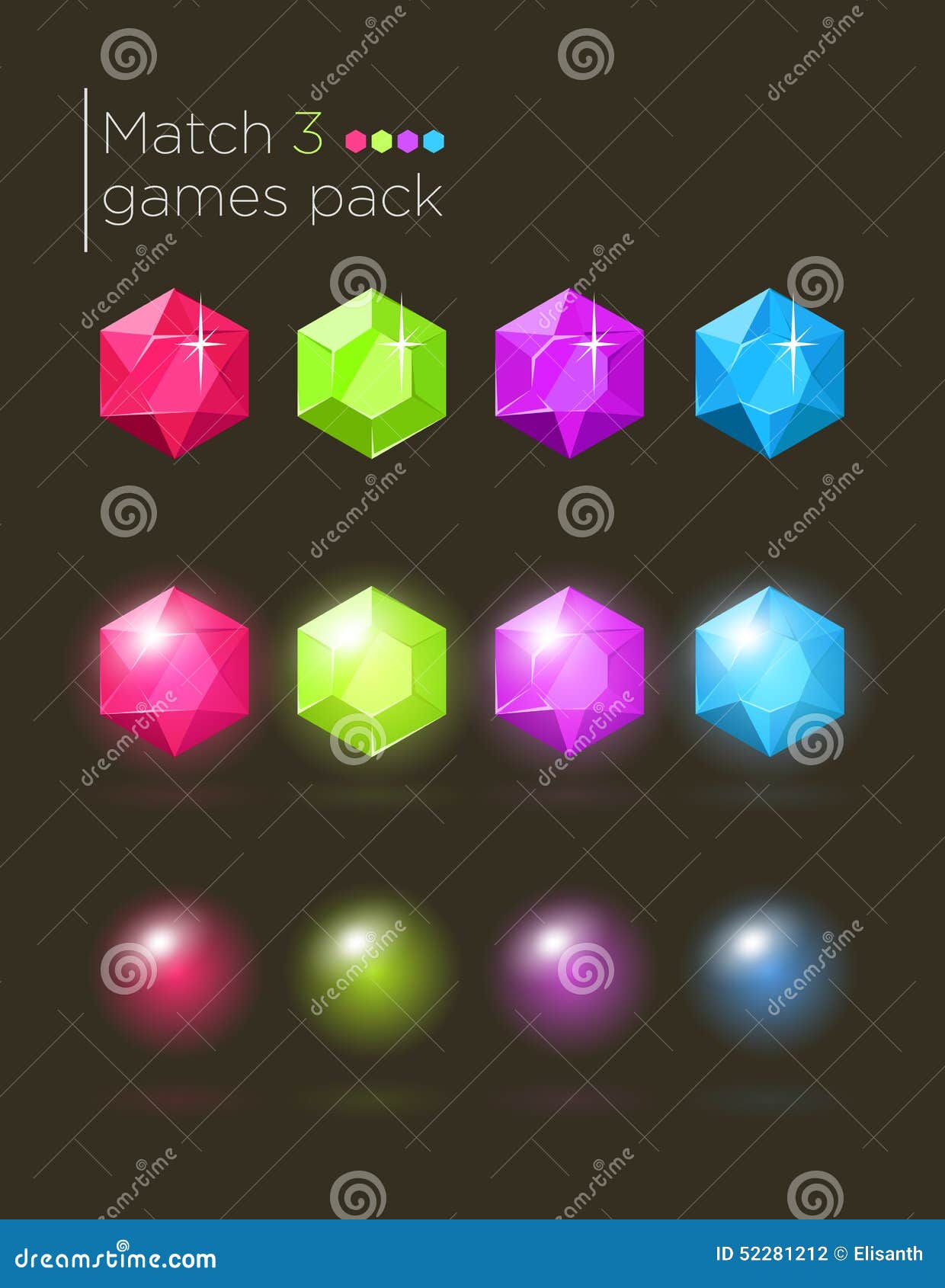 Vector Set of Gems for Casual Games Stock Vector - Illustration of ...