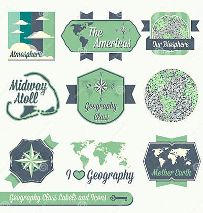 Vector Set: Geography Class Labels Stock Vector - Illustration of label ...