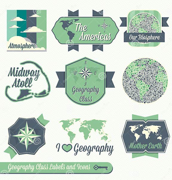 Vector Set: Geography Class Labels Stock Vector - Illustration of label ...