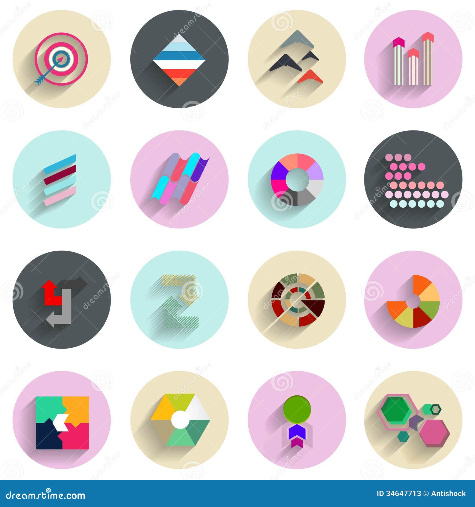 Vector Set of Geometric Abstract Flat Icons Stock Vector - Illustration ...