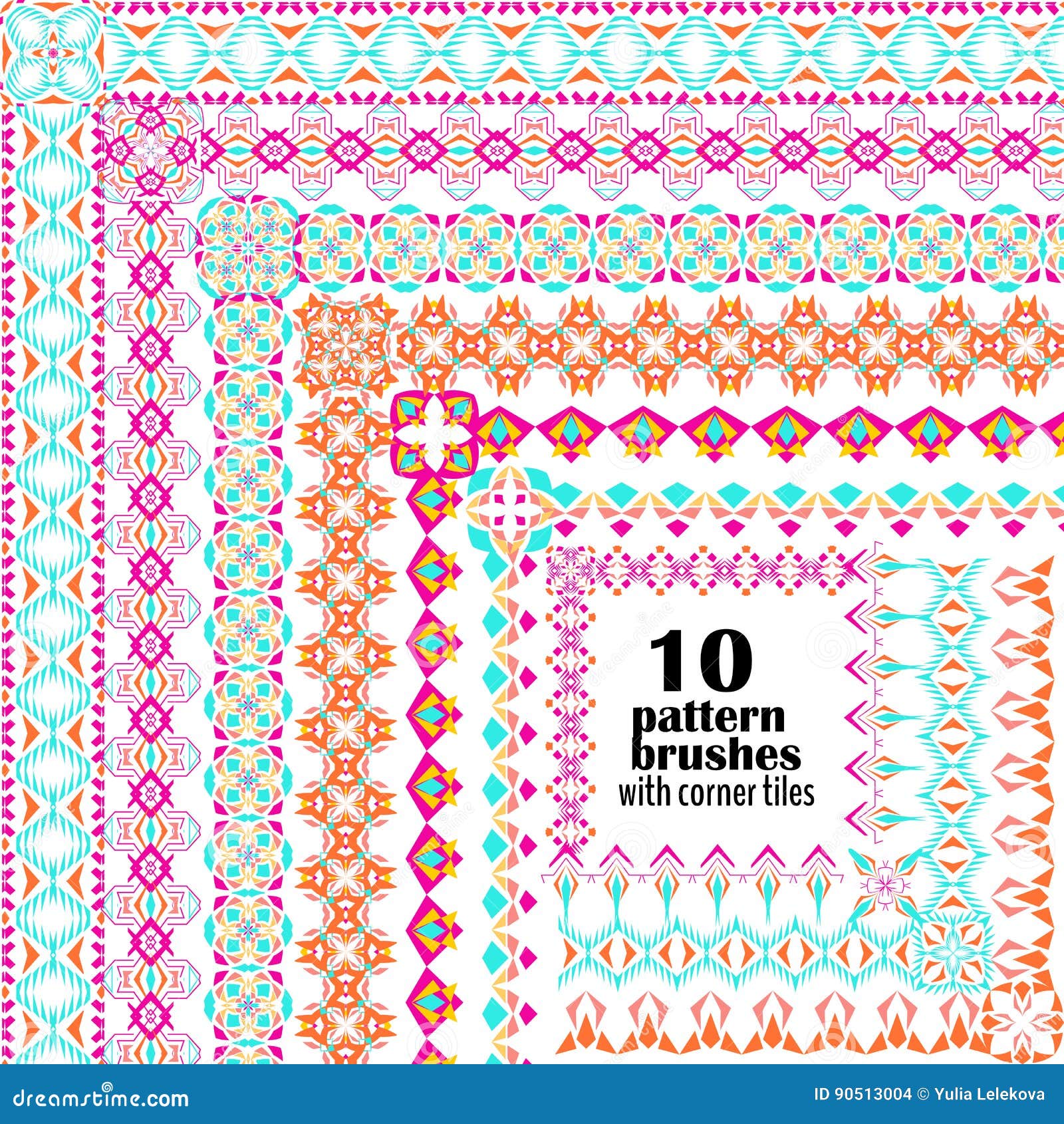 Vector Set of Geometric Borders in Ethnic Boho Style. Collection of ...