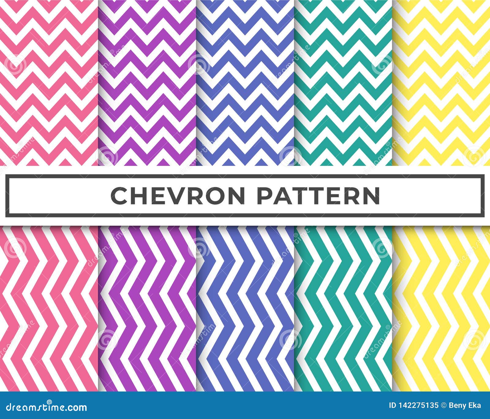 Vector Set of 10 Geometric Chevron Zigzag Seamless Pattern. Repeated ...