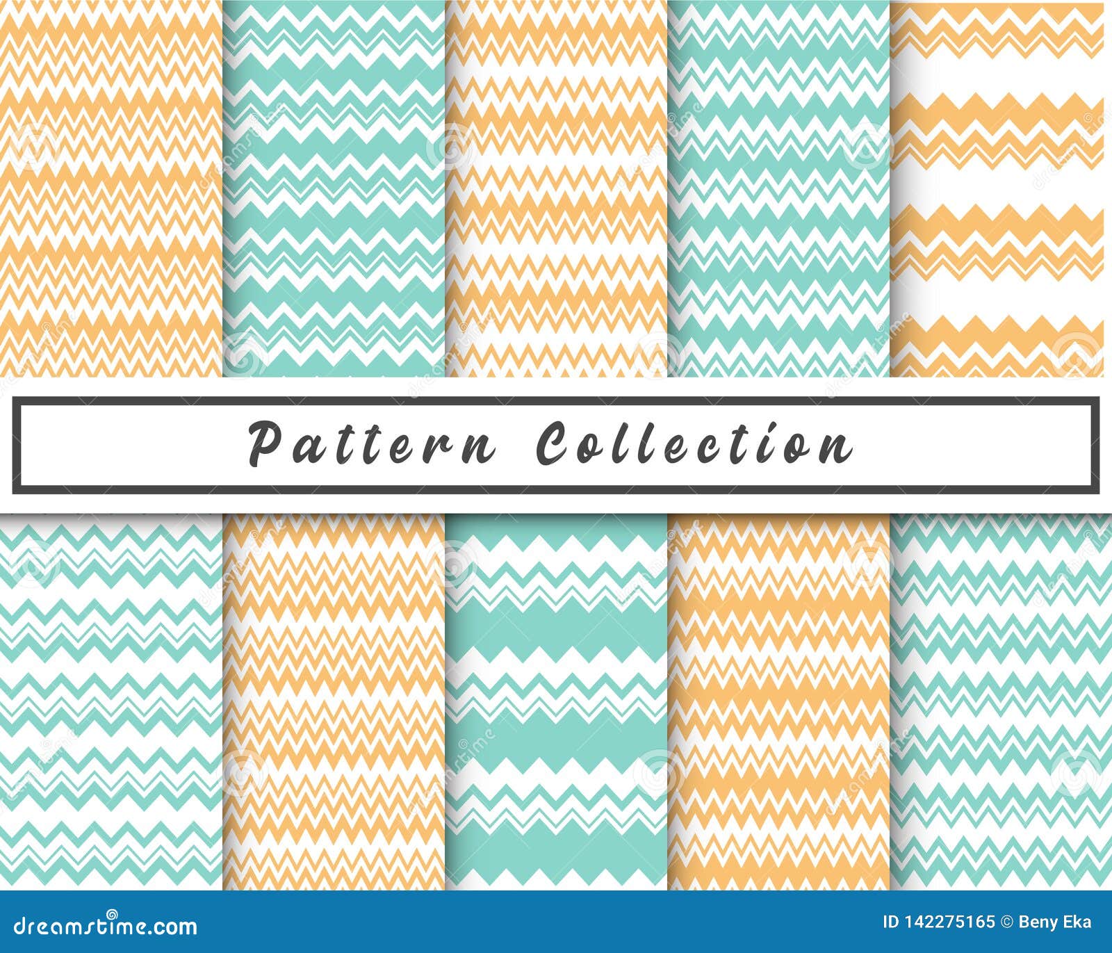 Vector Set of 10 Geometric Chevron Zigzag Seamless Pattern. Repeated ...