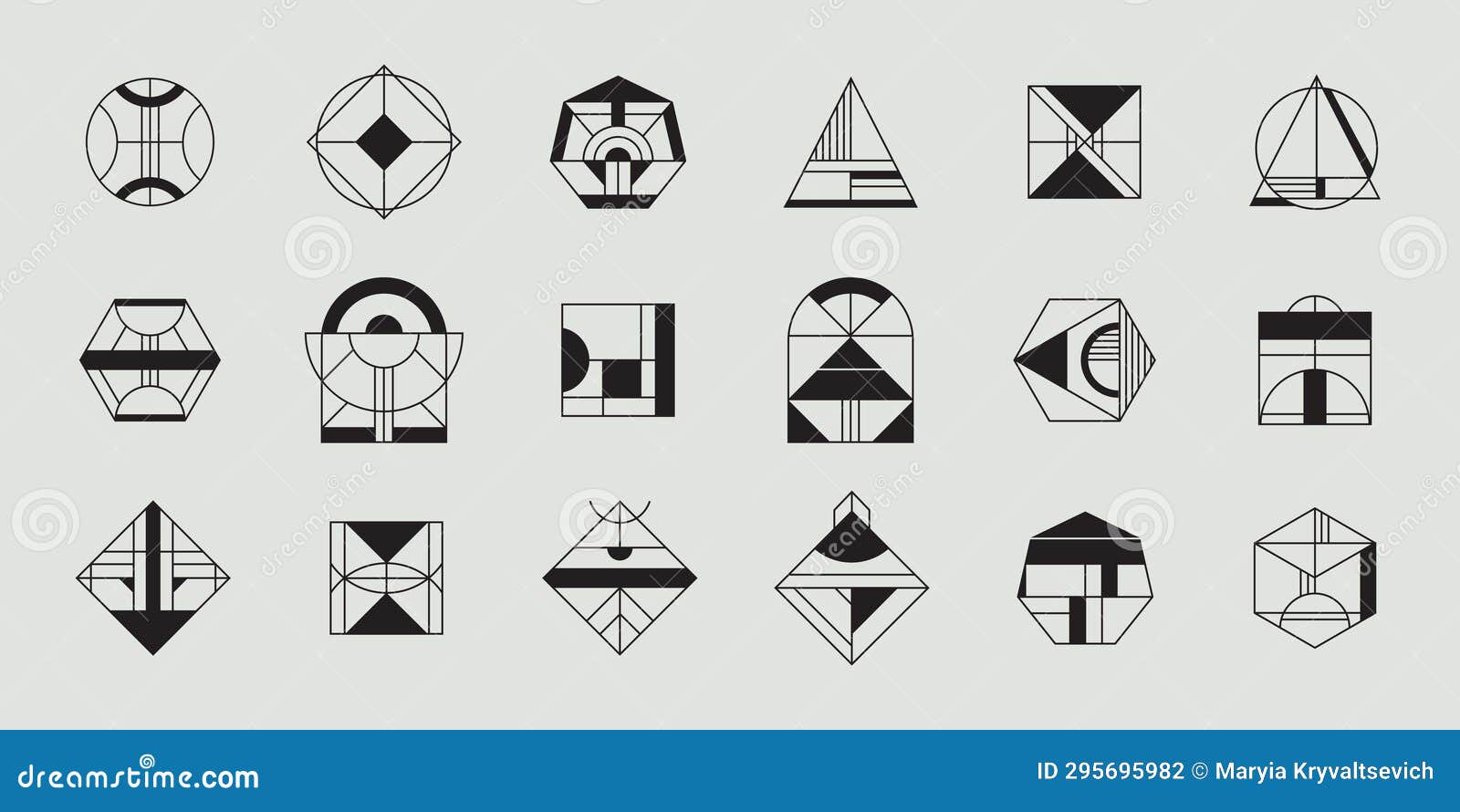 Vector Set of Geometric Shape Logos, Hipster, Art Deco Line Signs ...