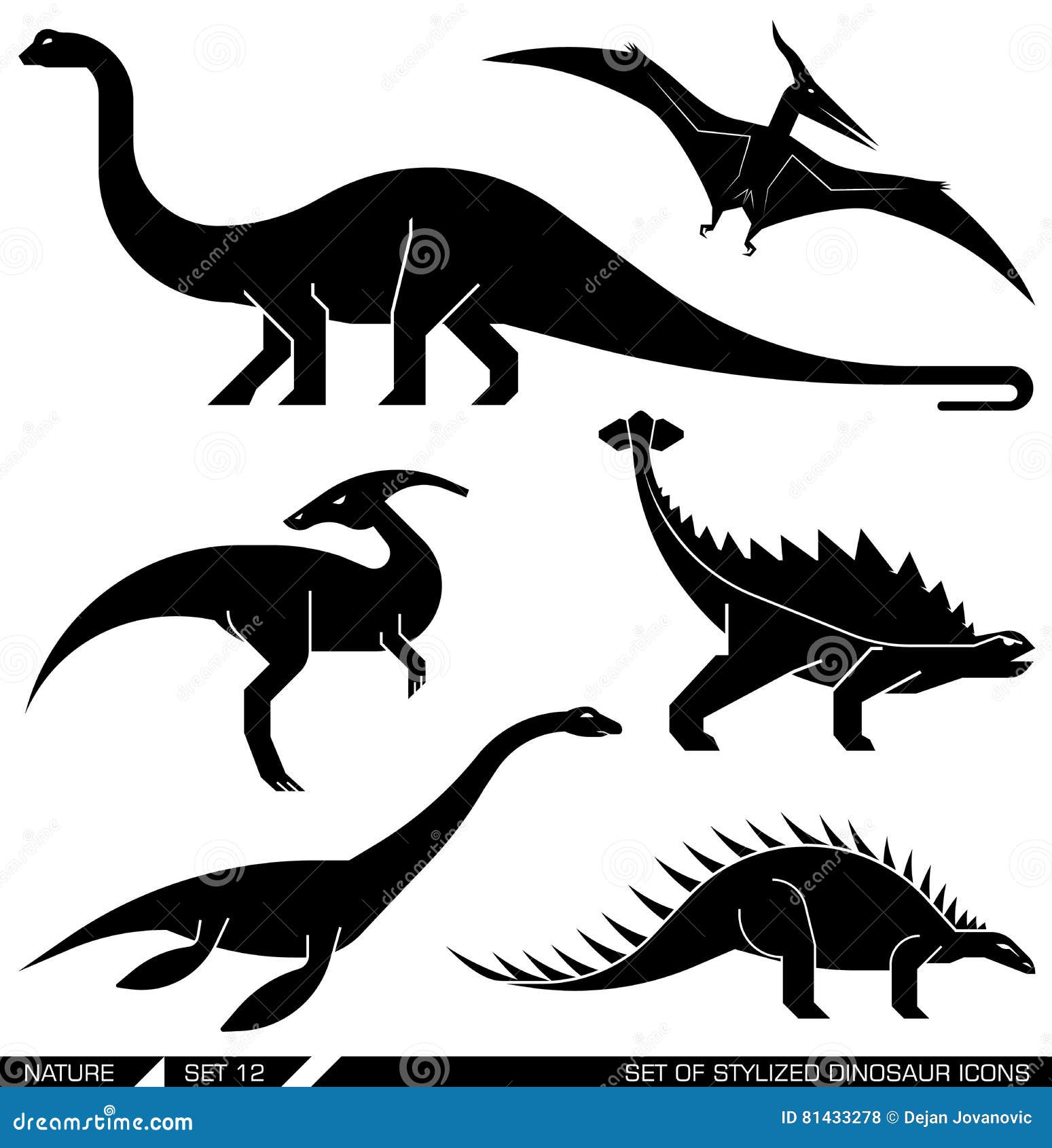 Dinosaur Icons Of Different Prehistoric Animals Vector Illustration ...
