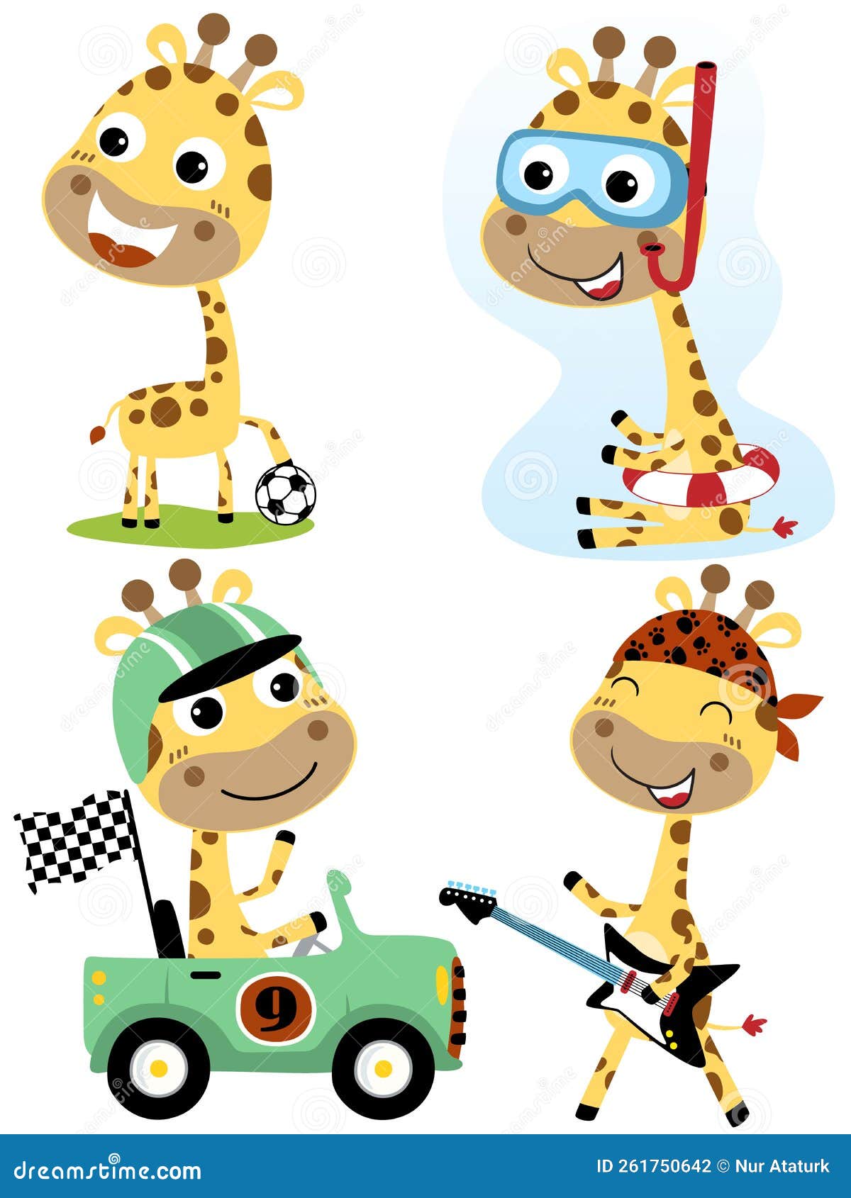 Vector Set of Giraffe Cartoon in Different Activity Stock Vector ...