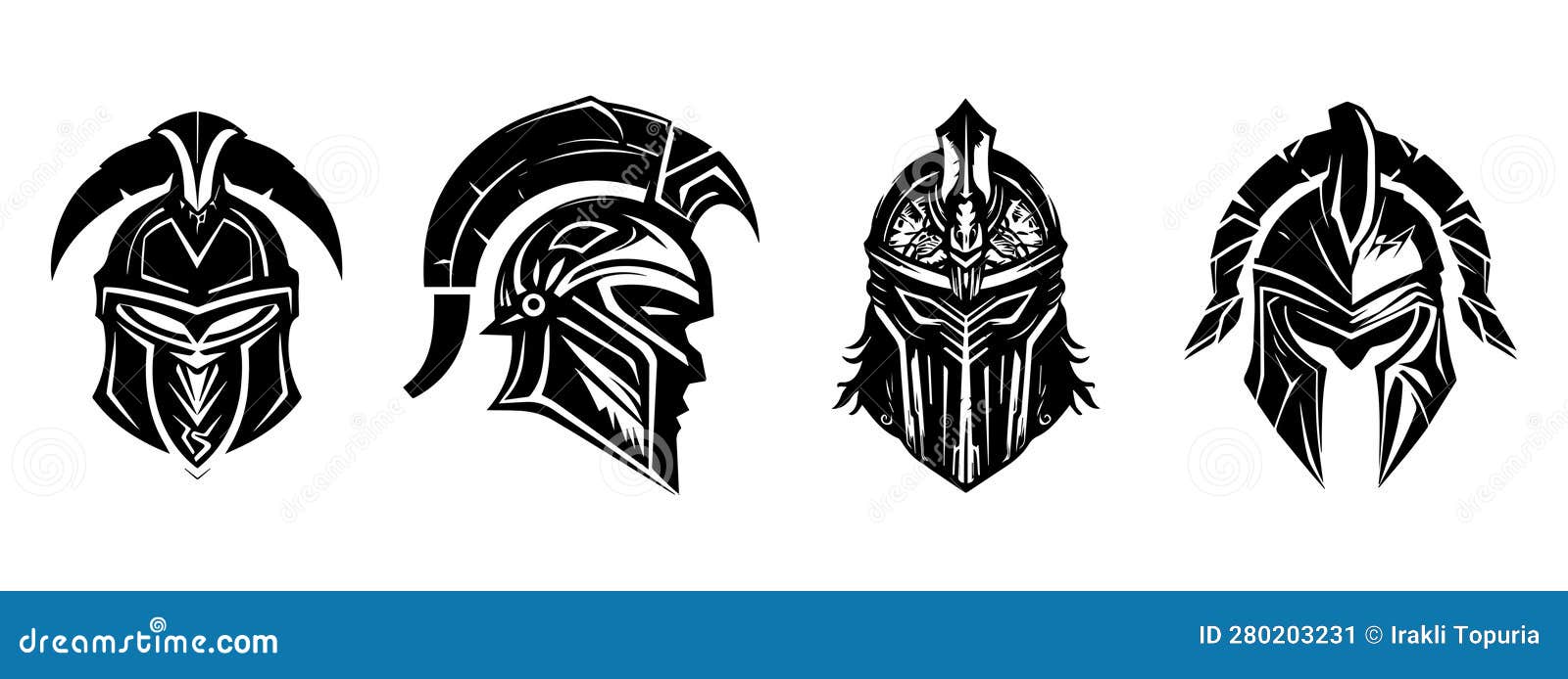 Vector Set of Gladiator Warrior Helmet Black Logos Stock Vector ...
