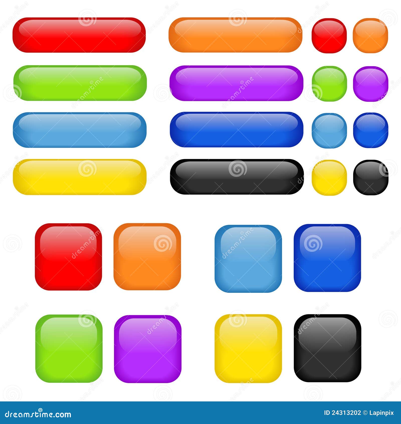 Vector Set of Glass Buttons Stock Vector - Illustration of squares ...
