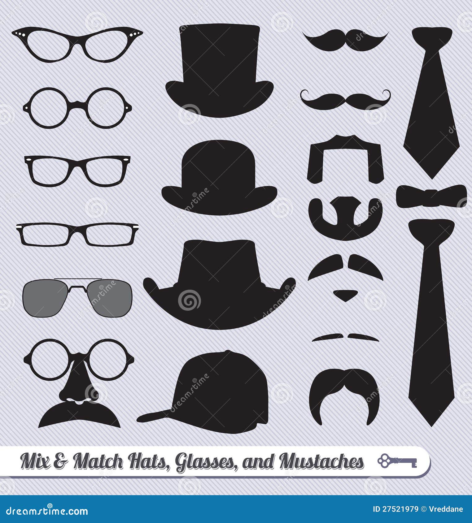Vector Set: Glasses, Mustaches, Hats and Ties Stock Vector ...