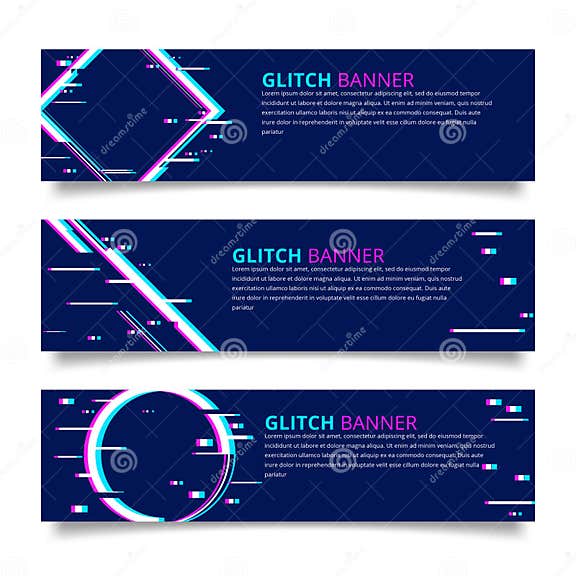 Vector Set of Glitch Banners Stock Vector - Illustration of glitch ...