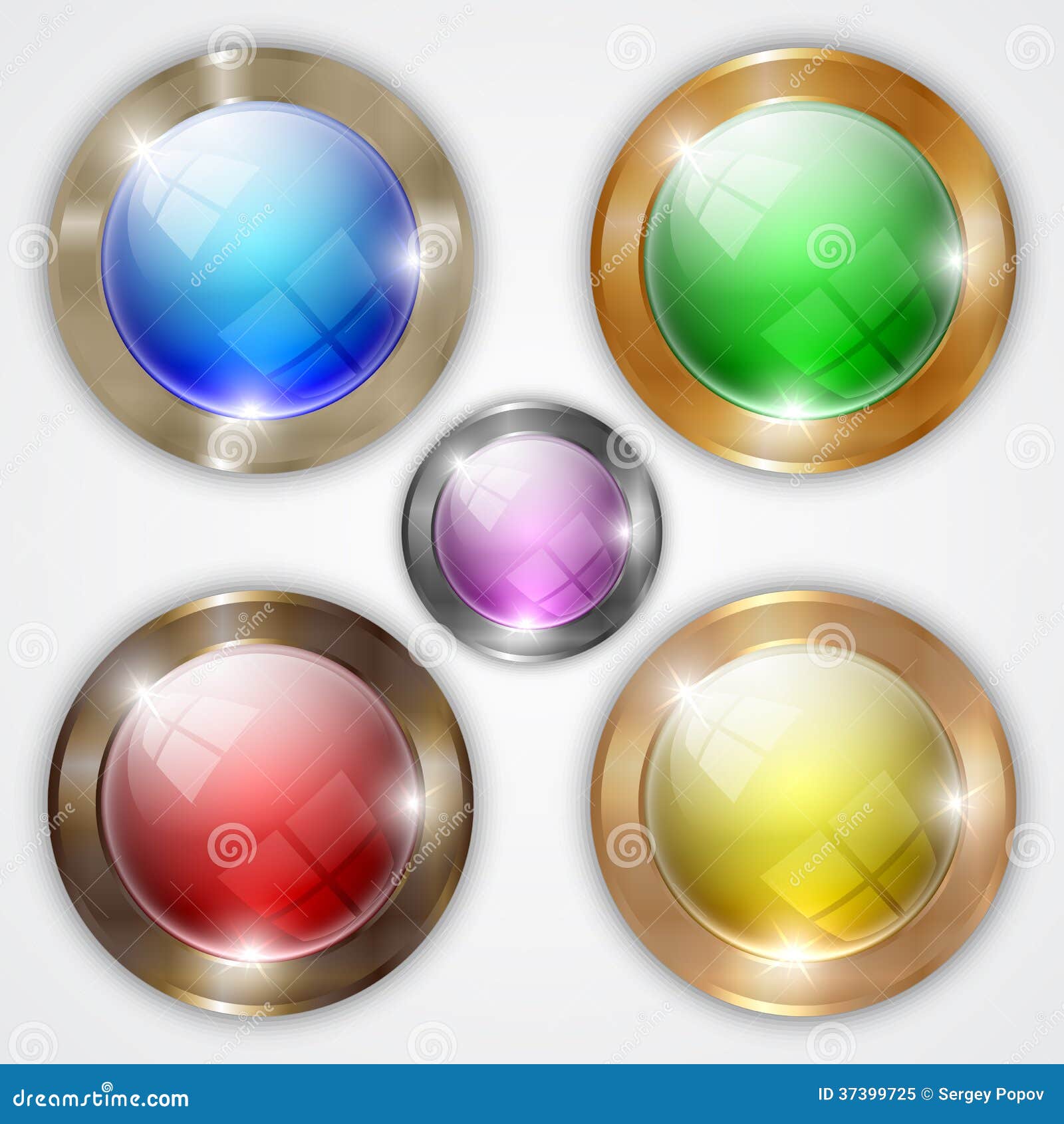 Vector Set of Glossy Colorful Round Buttons with Stock Vector ...