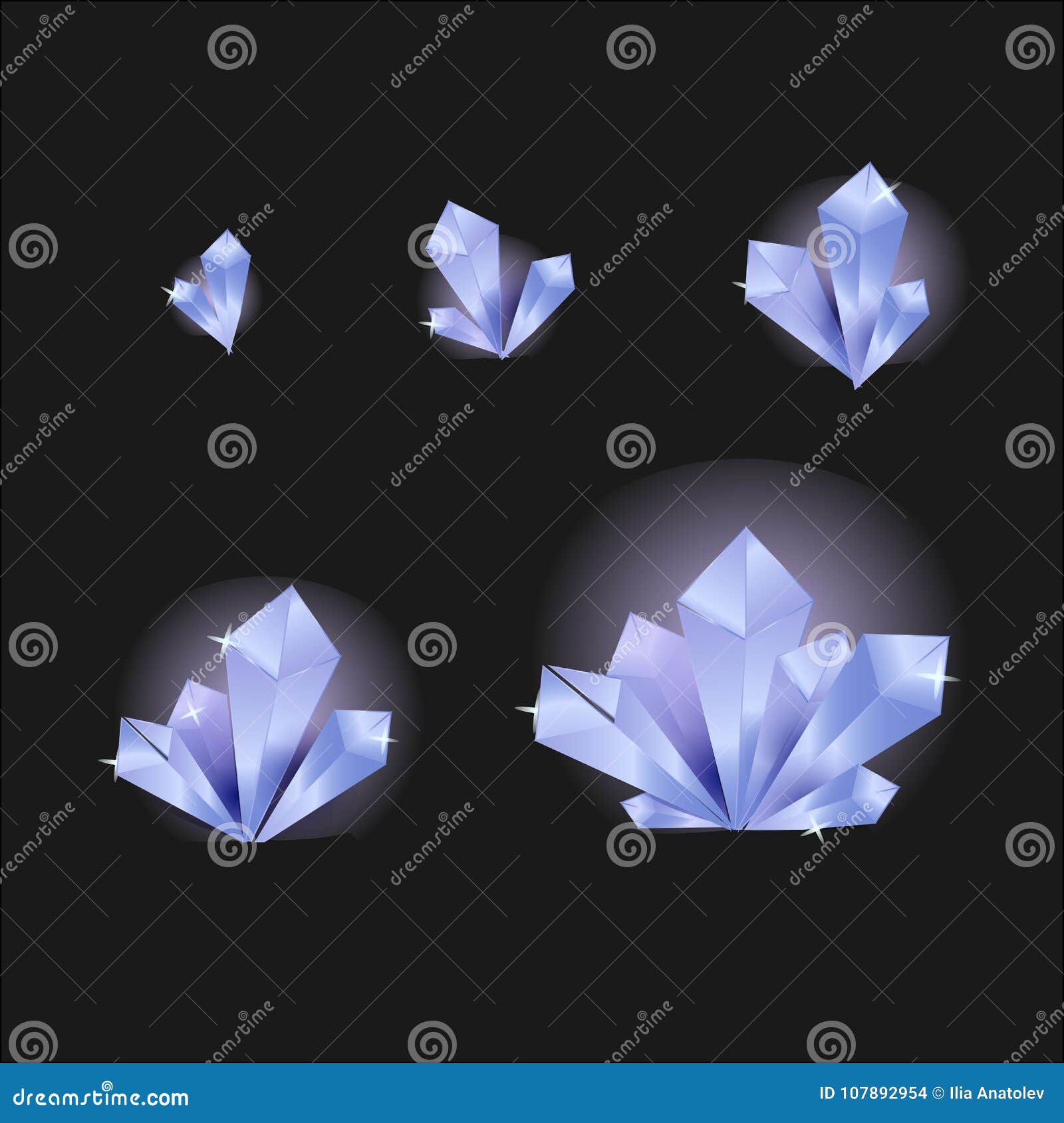 Vector Set Of Glass Crystals Isolated On A Transparent Background ...