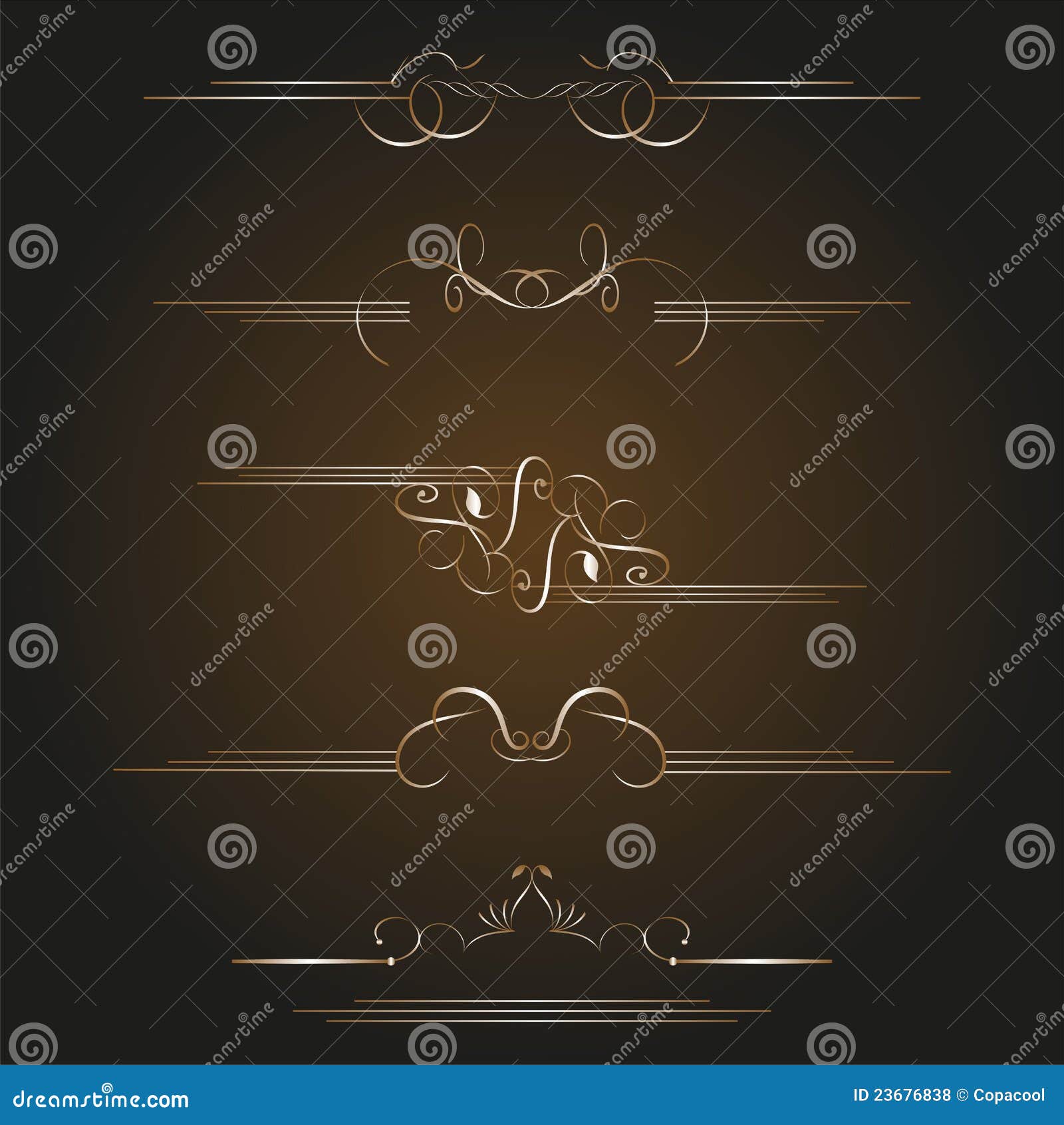 Vector Set Gold Calligraphic Design Elements Stock Vector ...