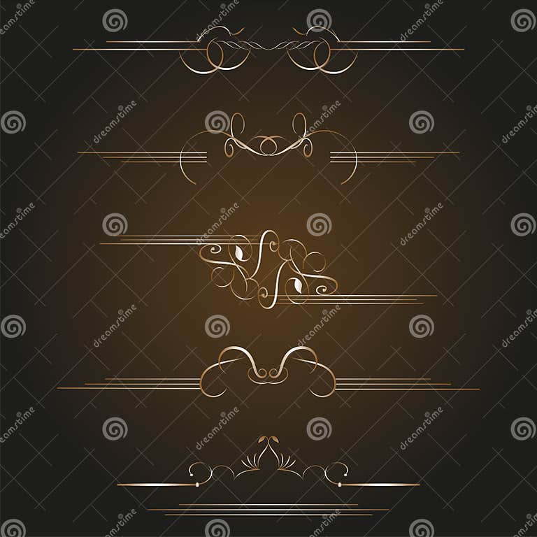 Vector Set Gold Calligraphic Design Elements Stock Vector ...