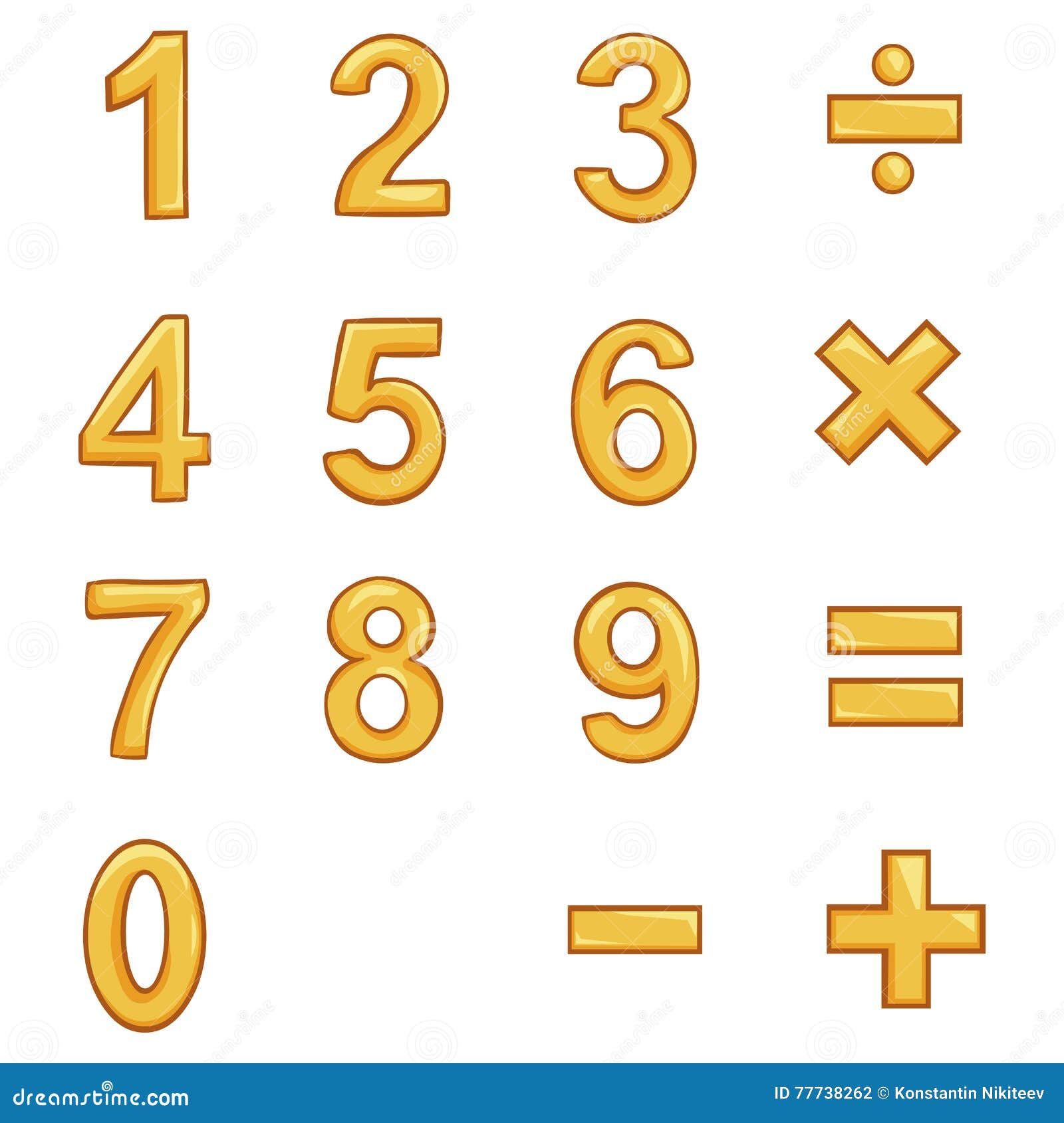 Vector Set of Gold Cartoon Figures. Stock Vector - Illustration of ...