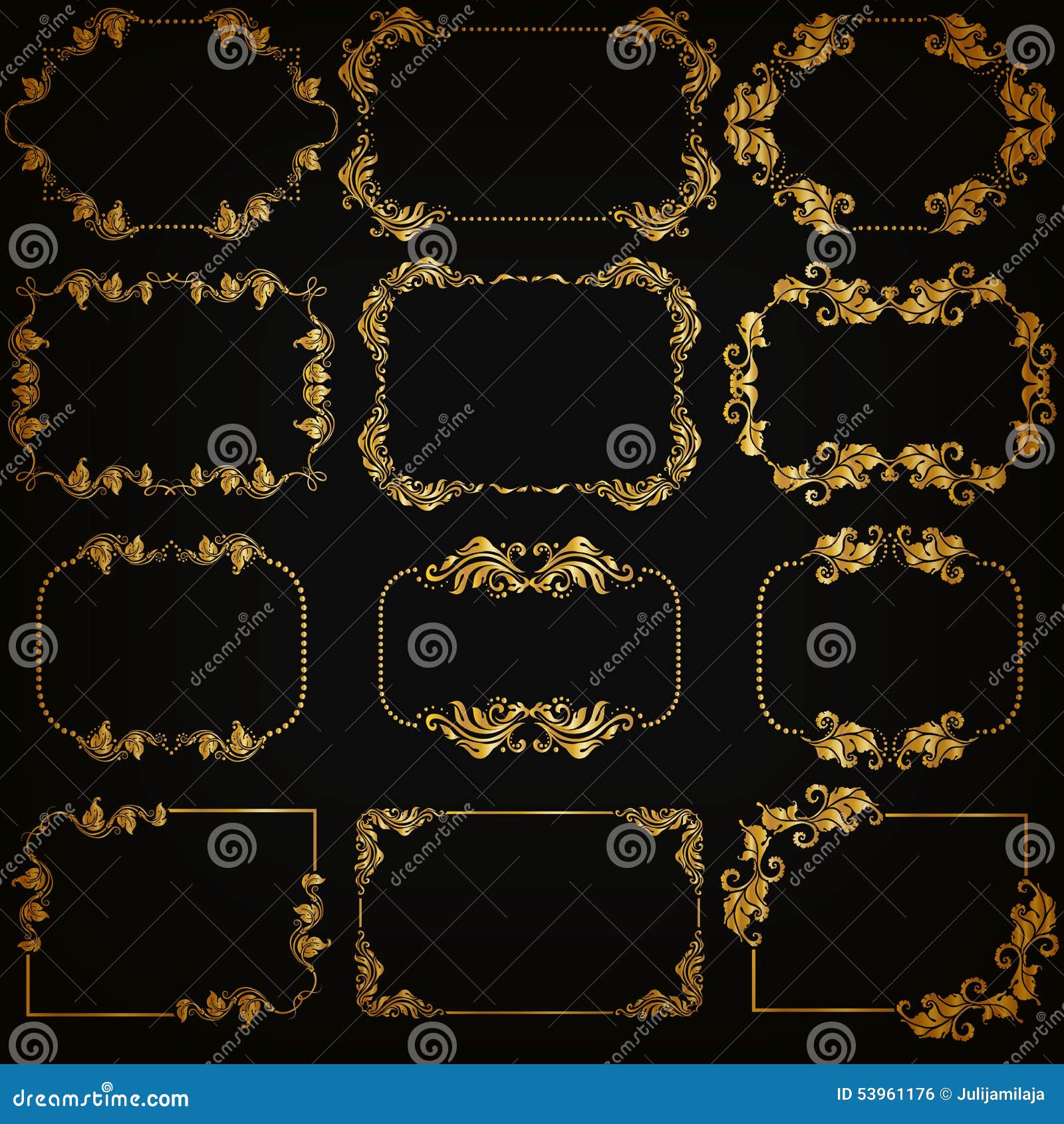 Vector Set of Gold Decorative Borders, Frame Stock Vector ...