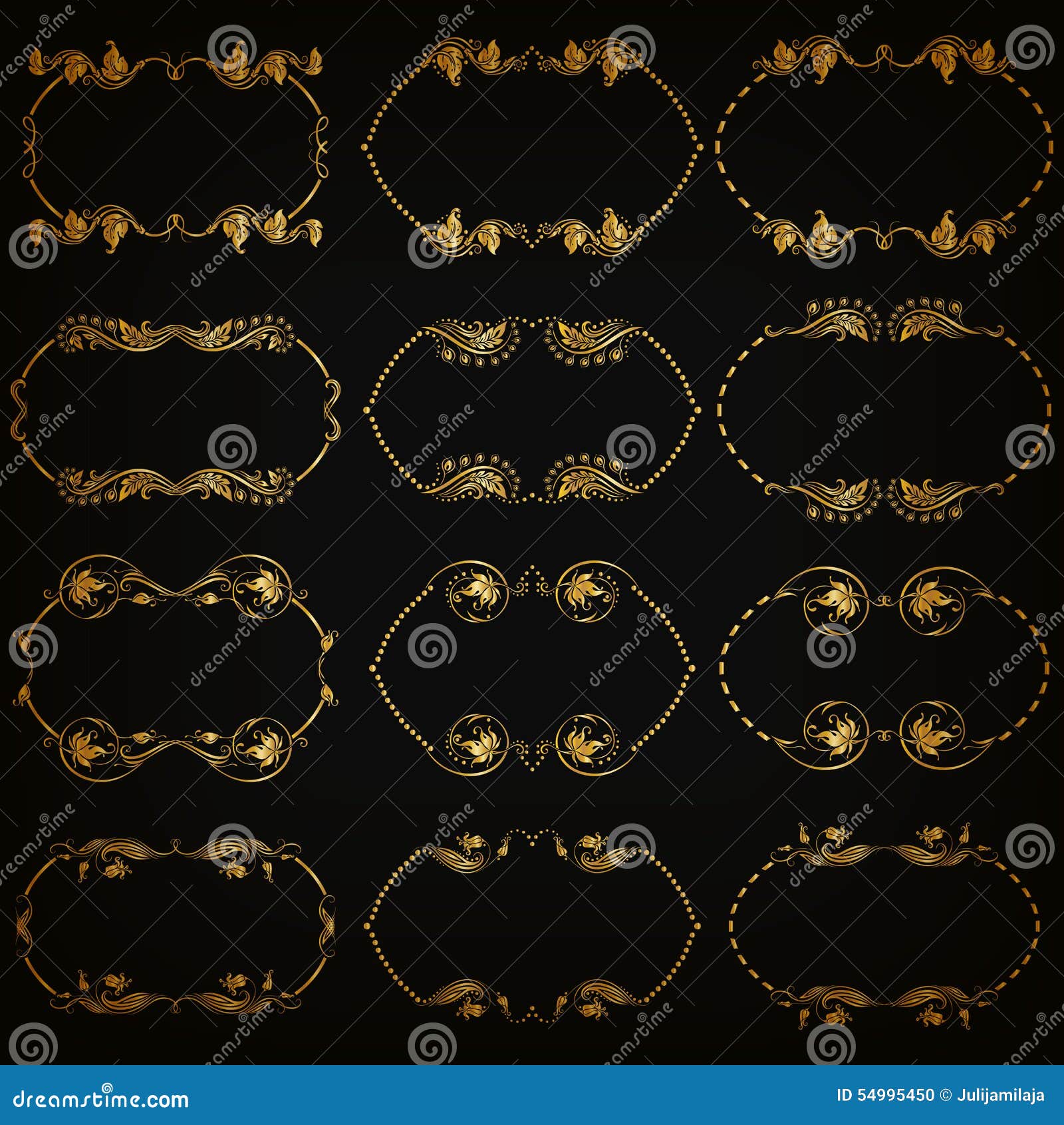 Vector Set of Gold Decorative Borders, Frame Stock Vector ...
