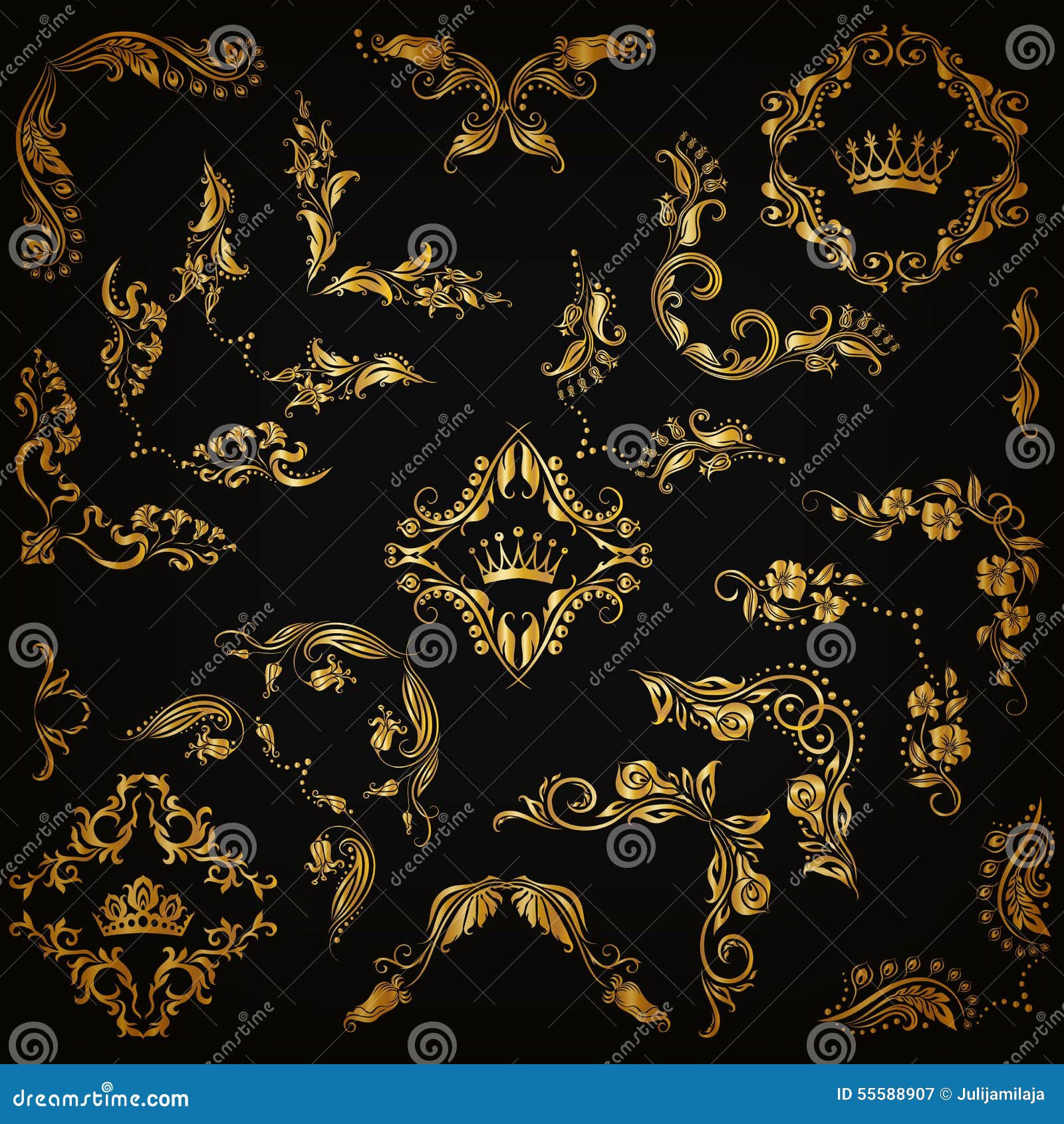 Vector Set of Gold Decorative Borders, Frame Stock Vector ...