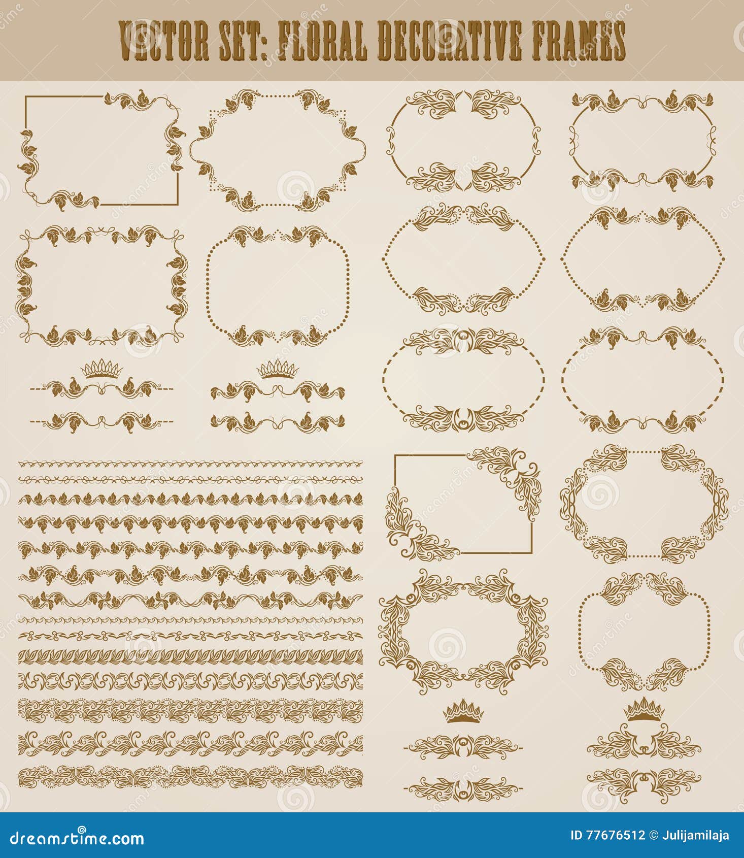 Vector Set of Gold Decorative Borders, Frame Stock Vector ...