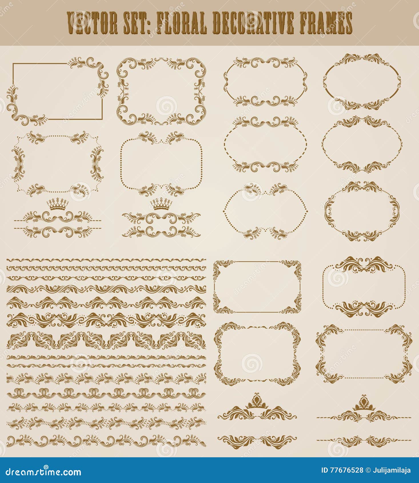 Vector Set of Gold Decorative Borders, Frame Stock Vector ...