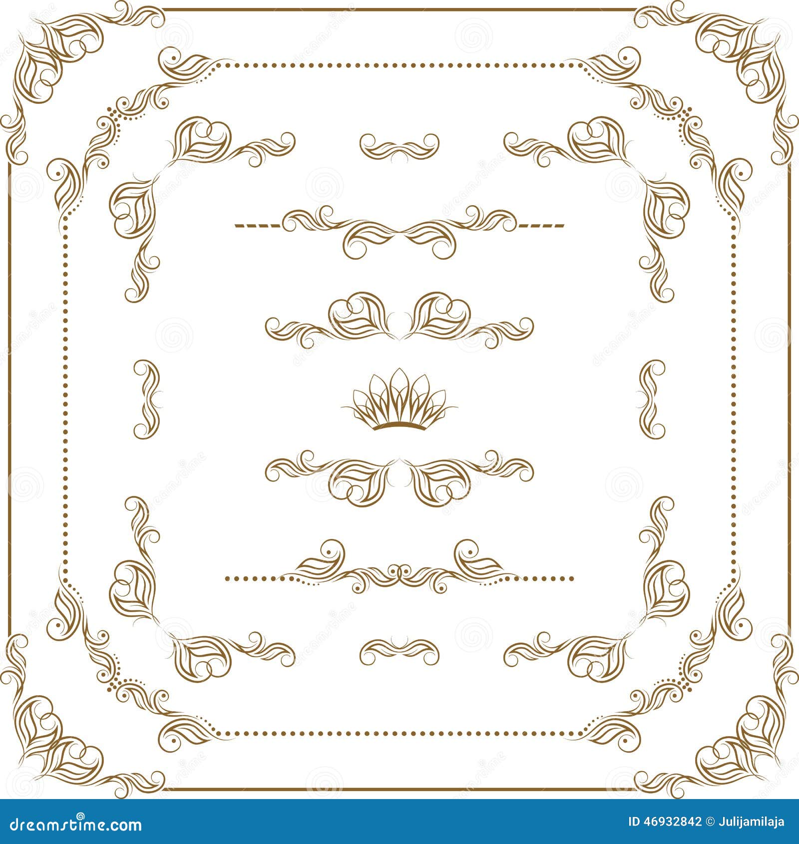 Vector Set of Gold Decorative Borders, Frame Stock Vector ...