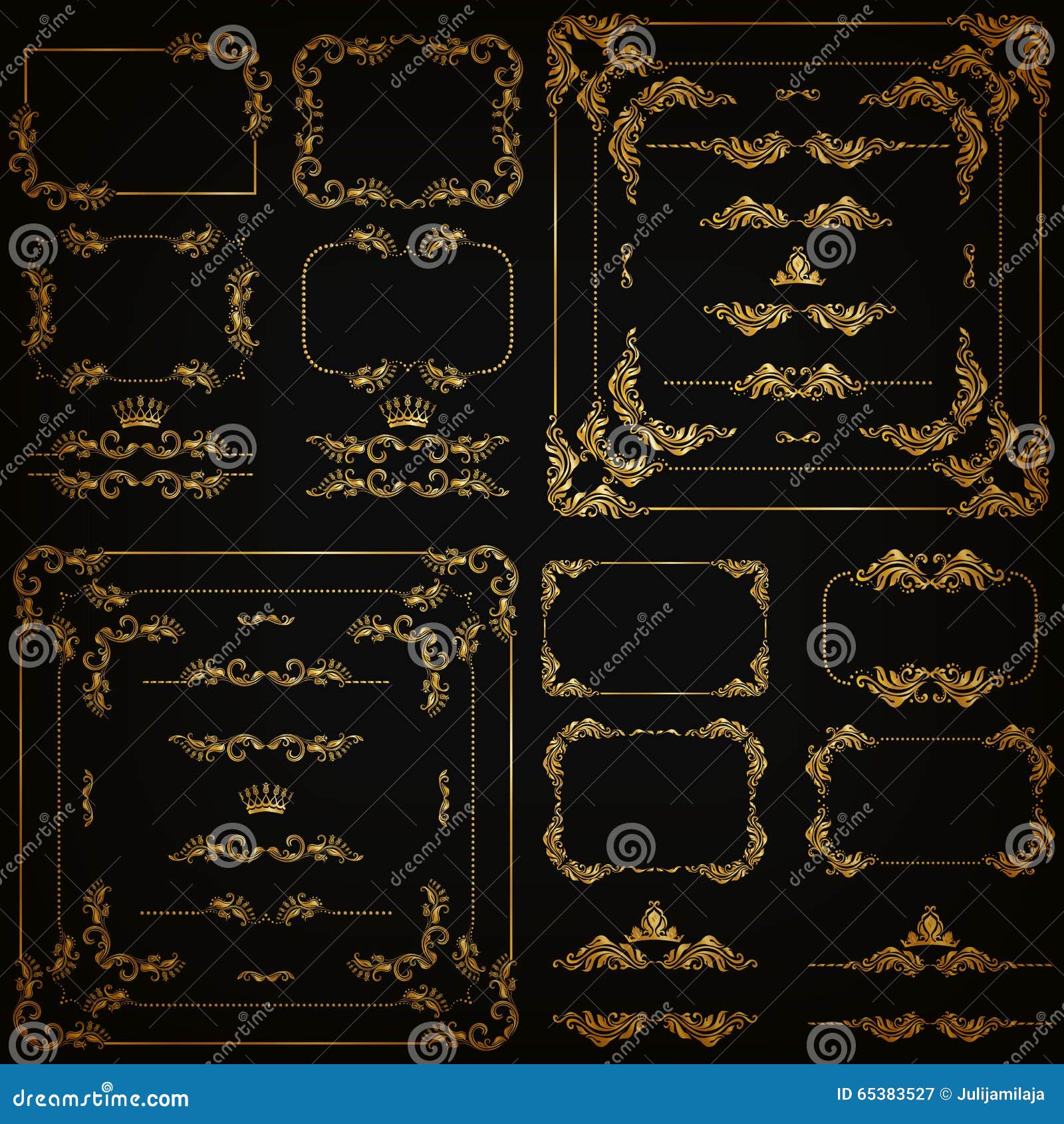 Vector Set of Gold Decorative Borders, Frame Stock Vector ...
