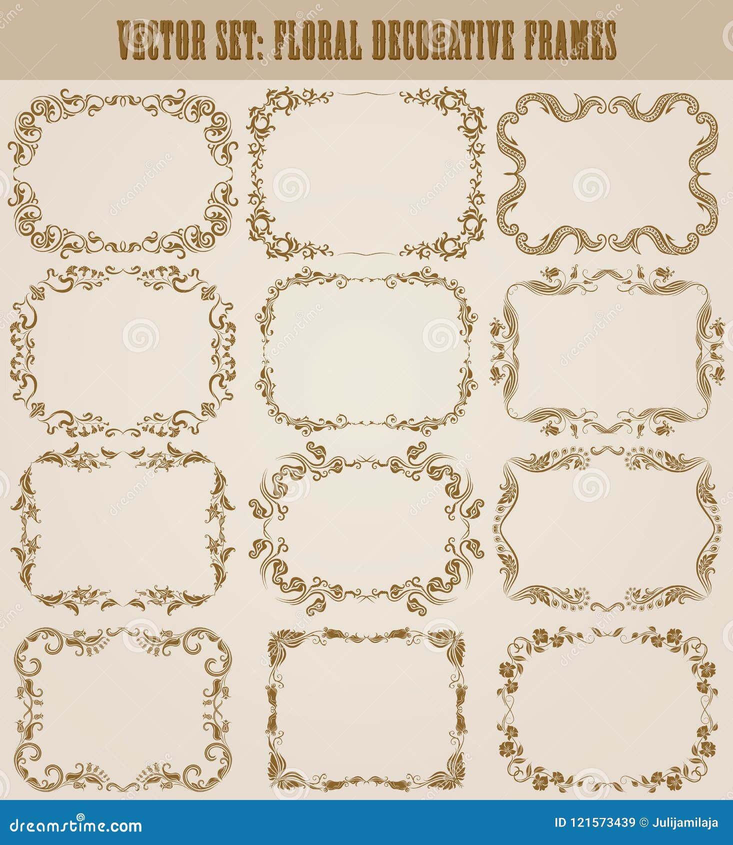Vector Set of Gold Decorative Borders, Frame Stock Vector ...