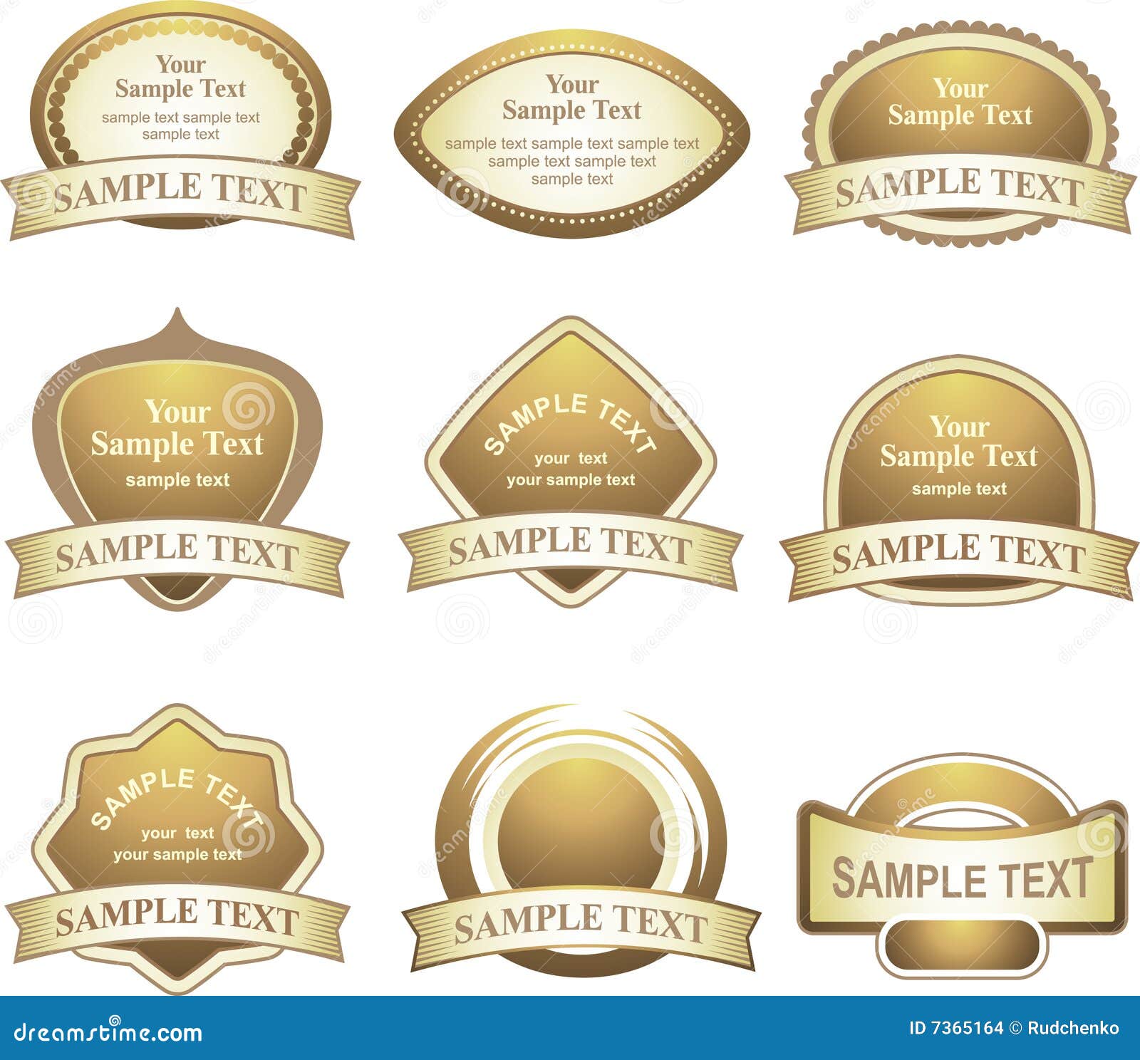 Vector Set of Gold Design Elements Stock Vector - Illustration of medal ...