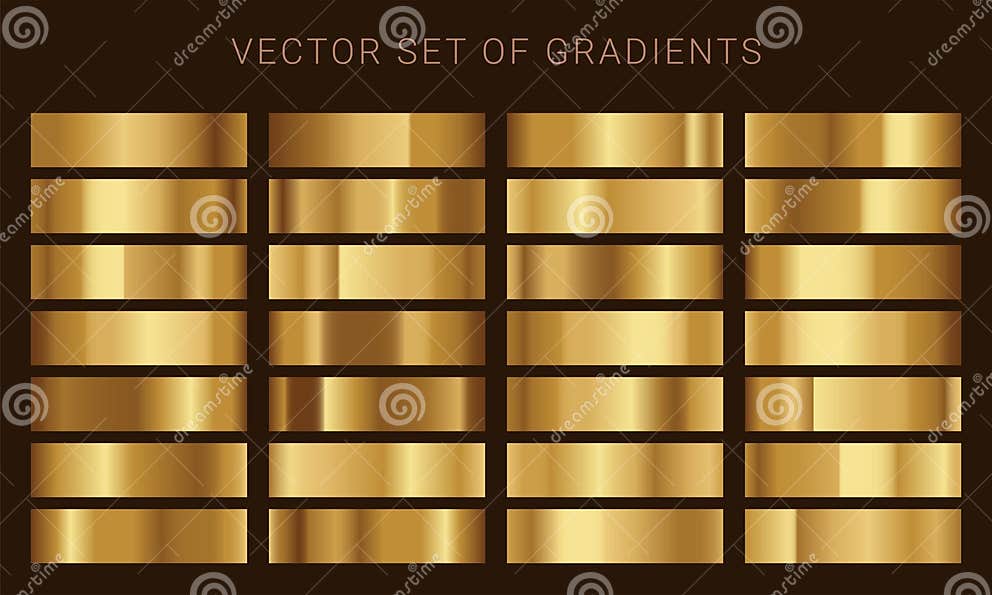 Vector Set of Gold Gradients Stock Vector - Illustration of reflection ...