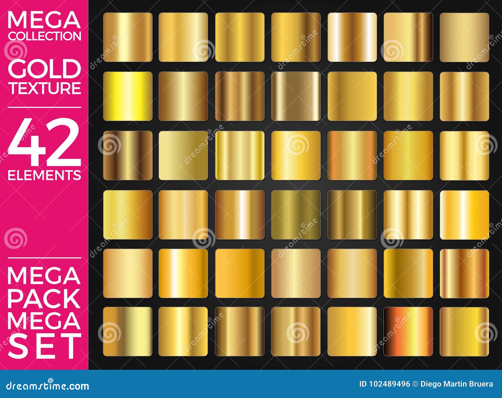 Vector Set of Gold Gradients, Golden Squares Collection, Textures Group ...