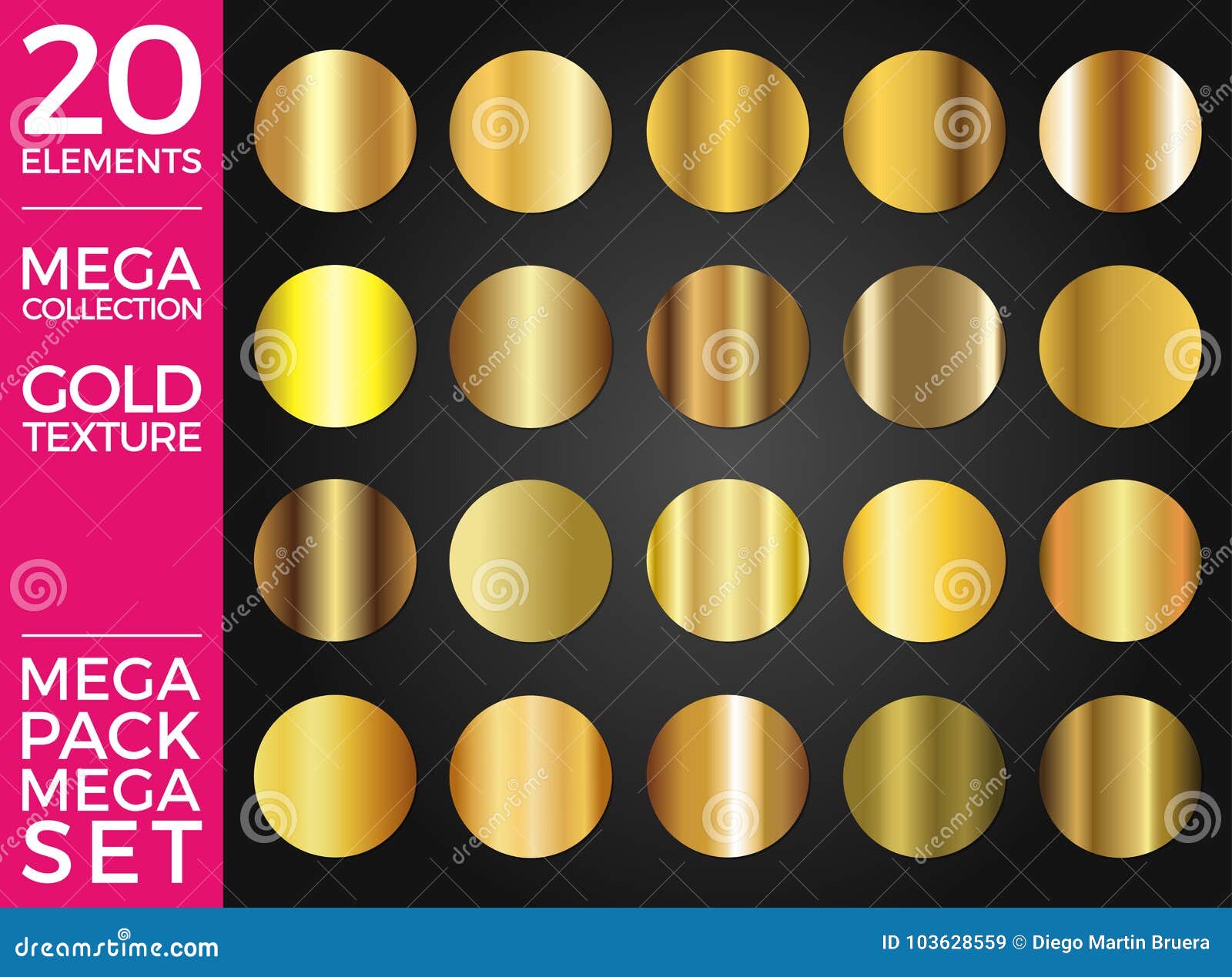 Vector Set of Gold Gradients, Golden Squares Collection, Textures Group ...