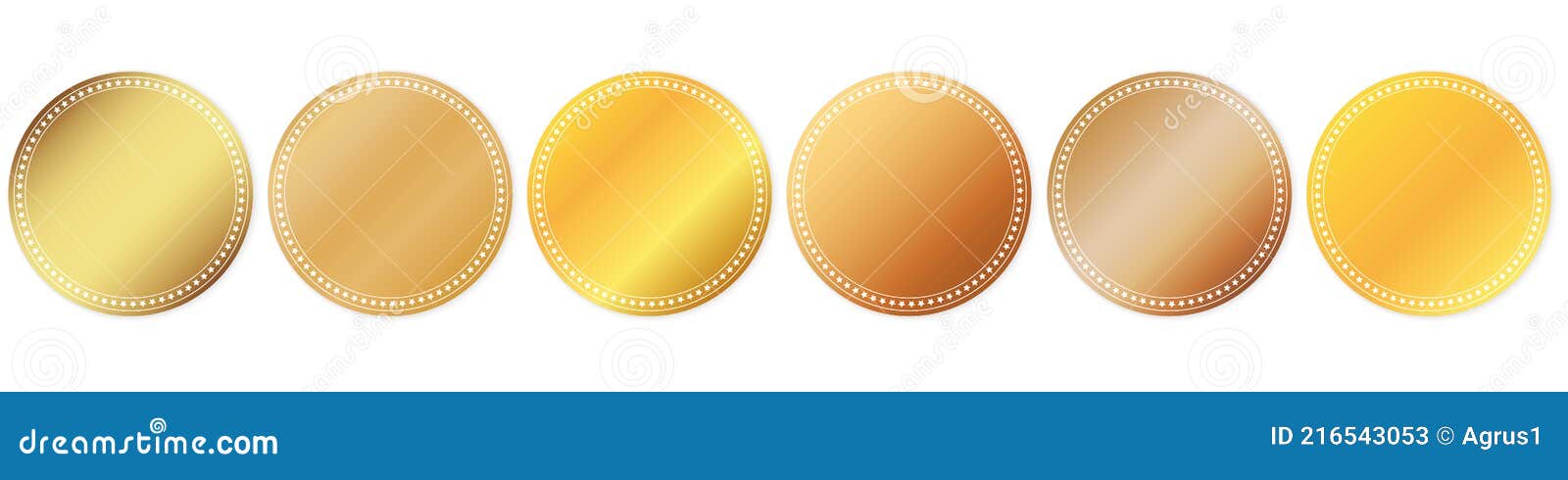 Set of Gold Round Sticker Banner on White Background Stock Vector ...