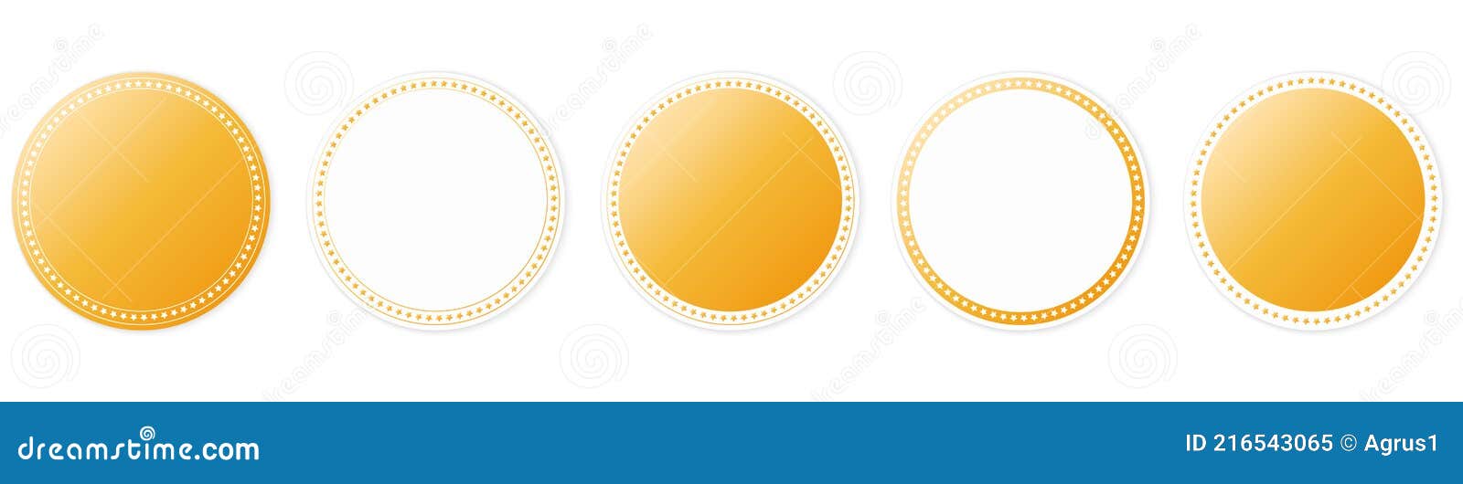 Set of Gold Round Sticker Banner on White Background Stock Vector ...