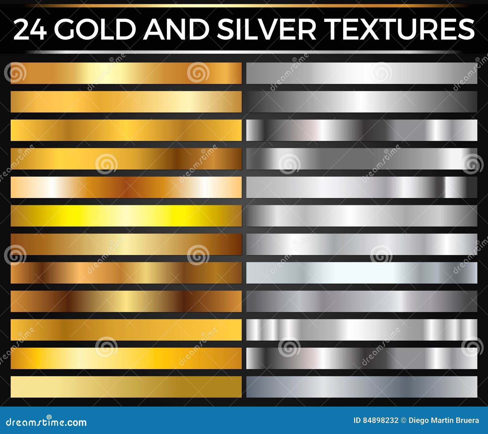 Vector Set of Gold and Silver Gradients, Gold and Silver Squares ...