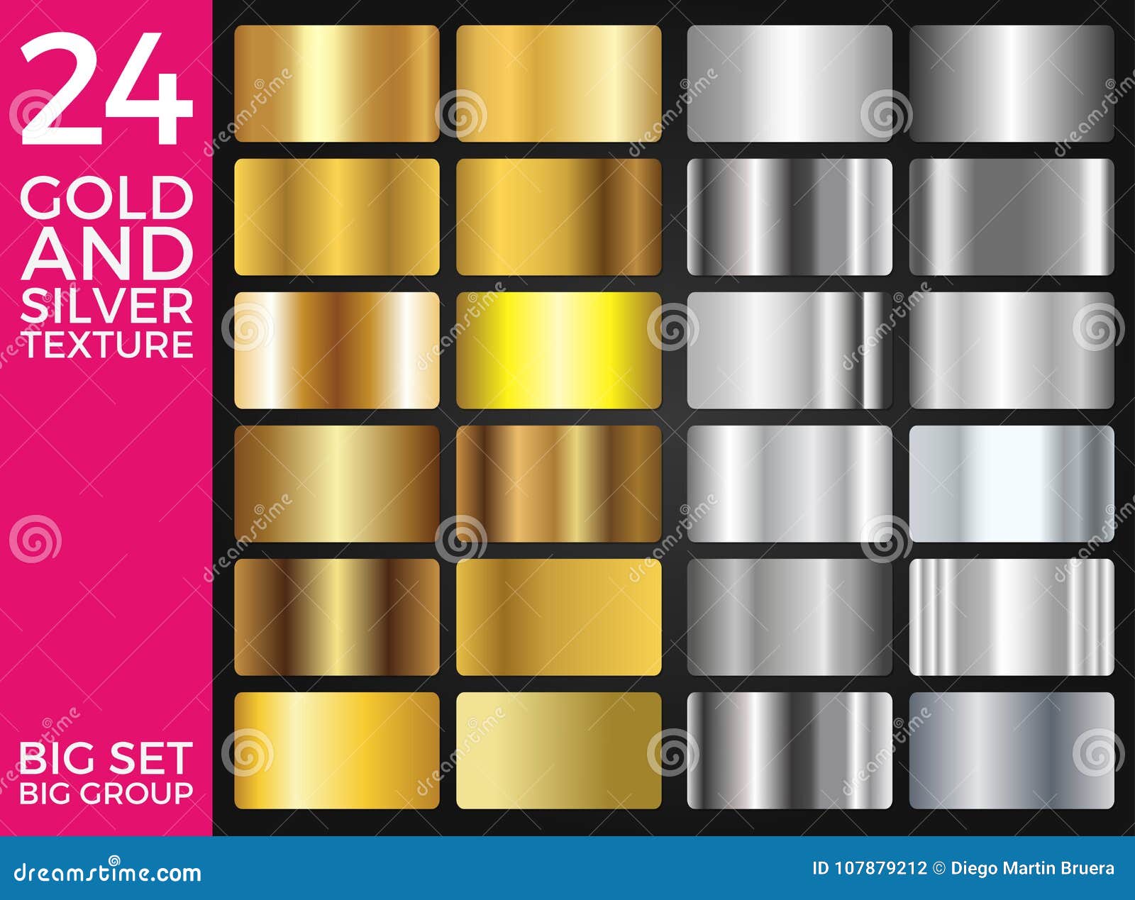 Vector Set of Gold and Silver Gradients, Gold and Silver Squares ...