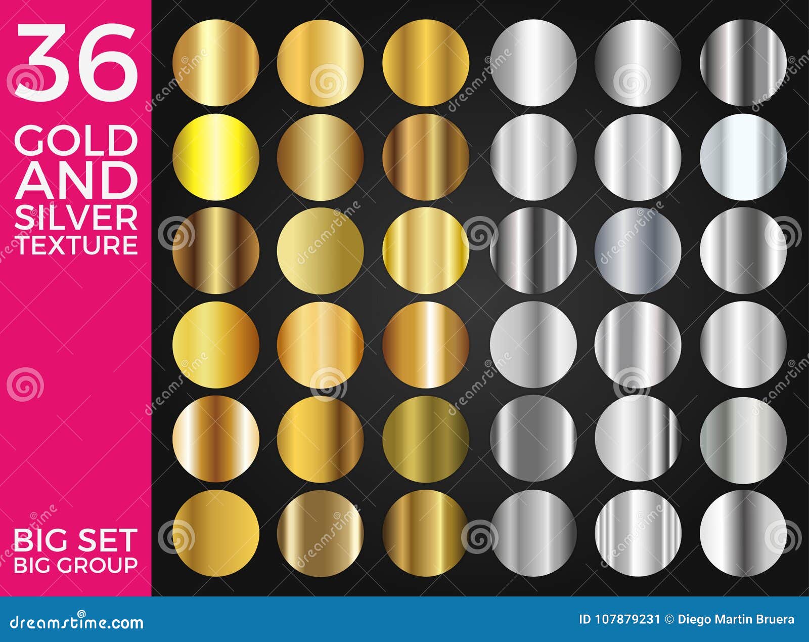Vector Set of Gold and Silver Gradients, Gold and Silver Squares ...