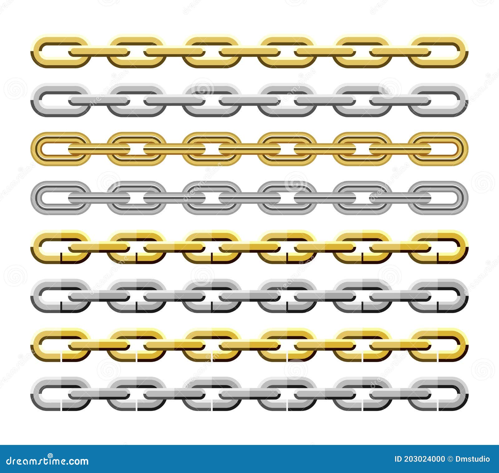 Vector Set of Gold and Silver Metal Chains Stock Vector - Illustration ...