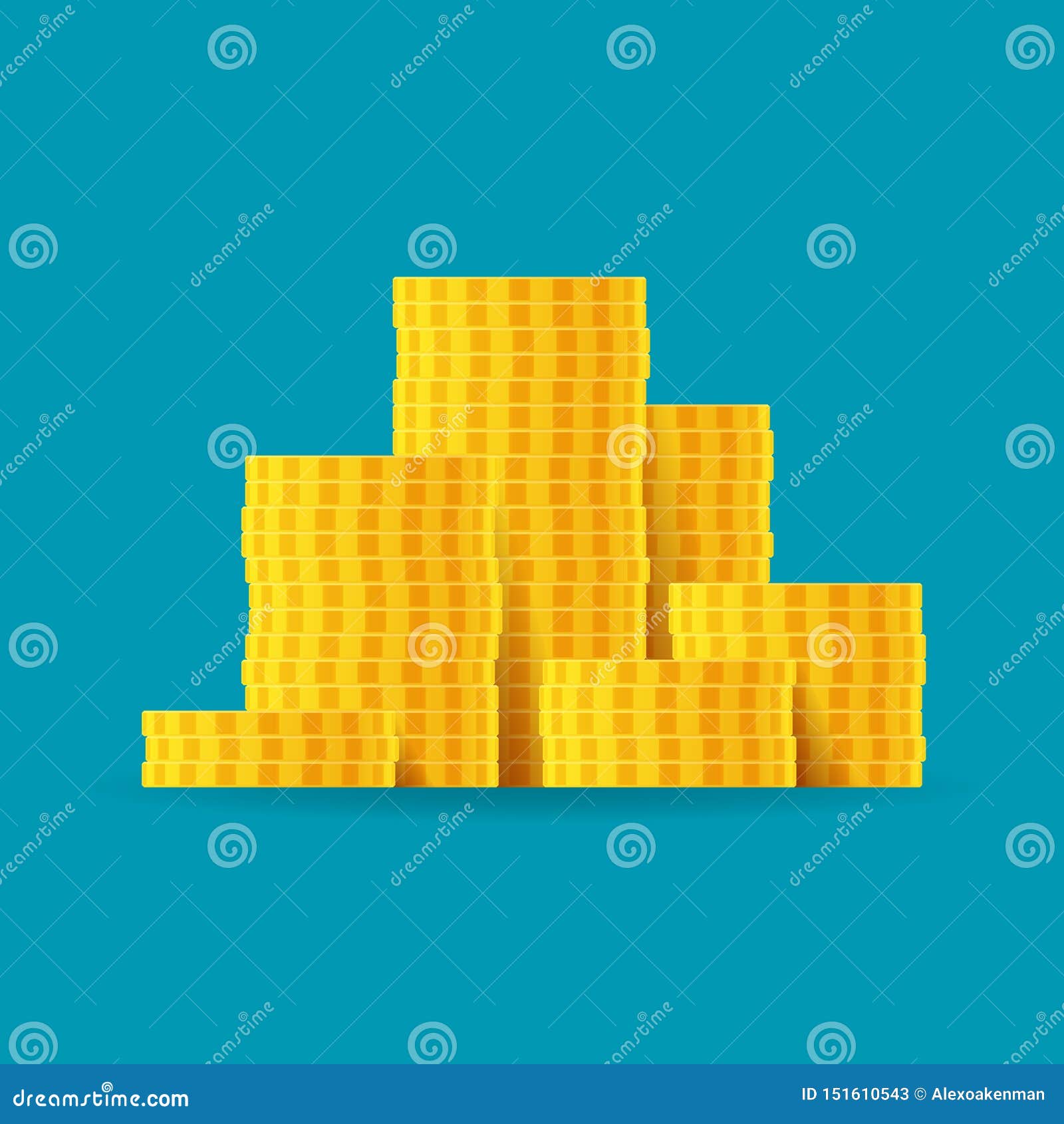 Vector Set of Golden Coin Stacks Stock Vector - Illustration of coin ...