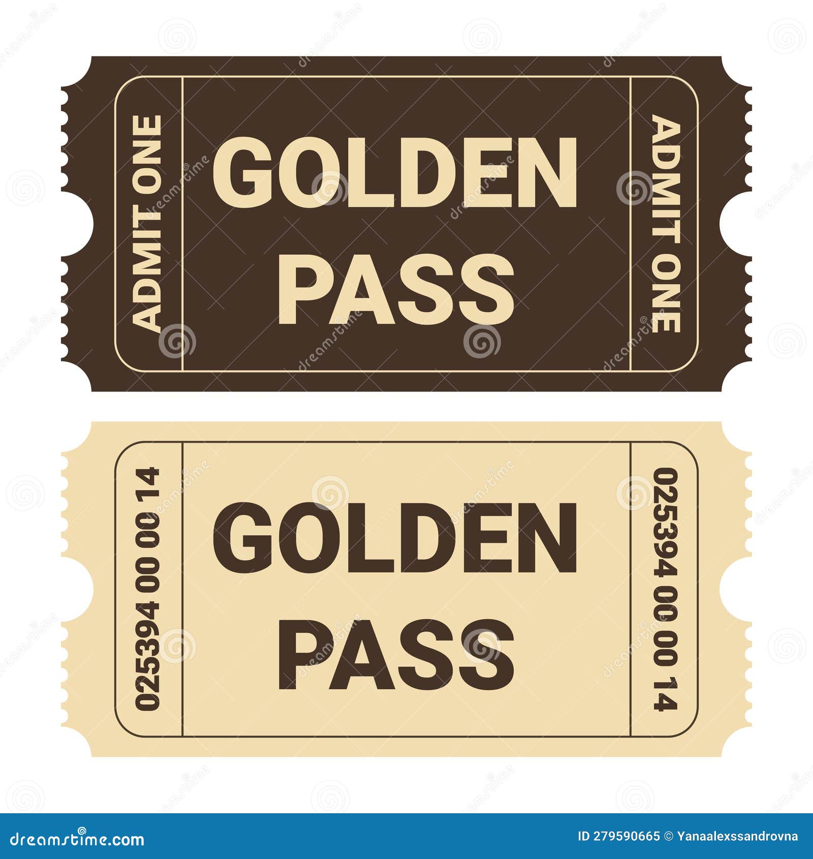 Vector Set of Golden Pass Ticket Template. VIP Entry Talon.Vector ...