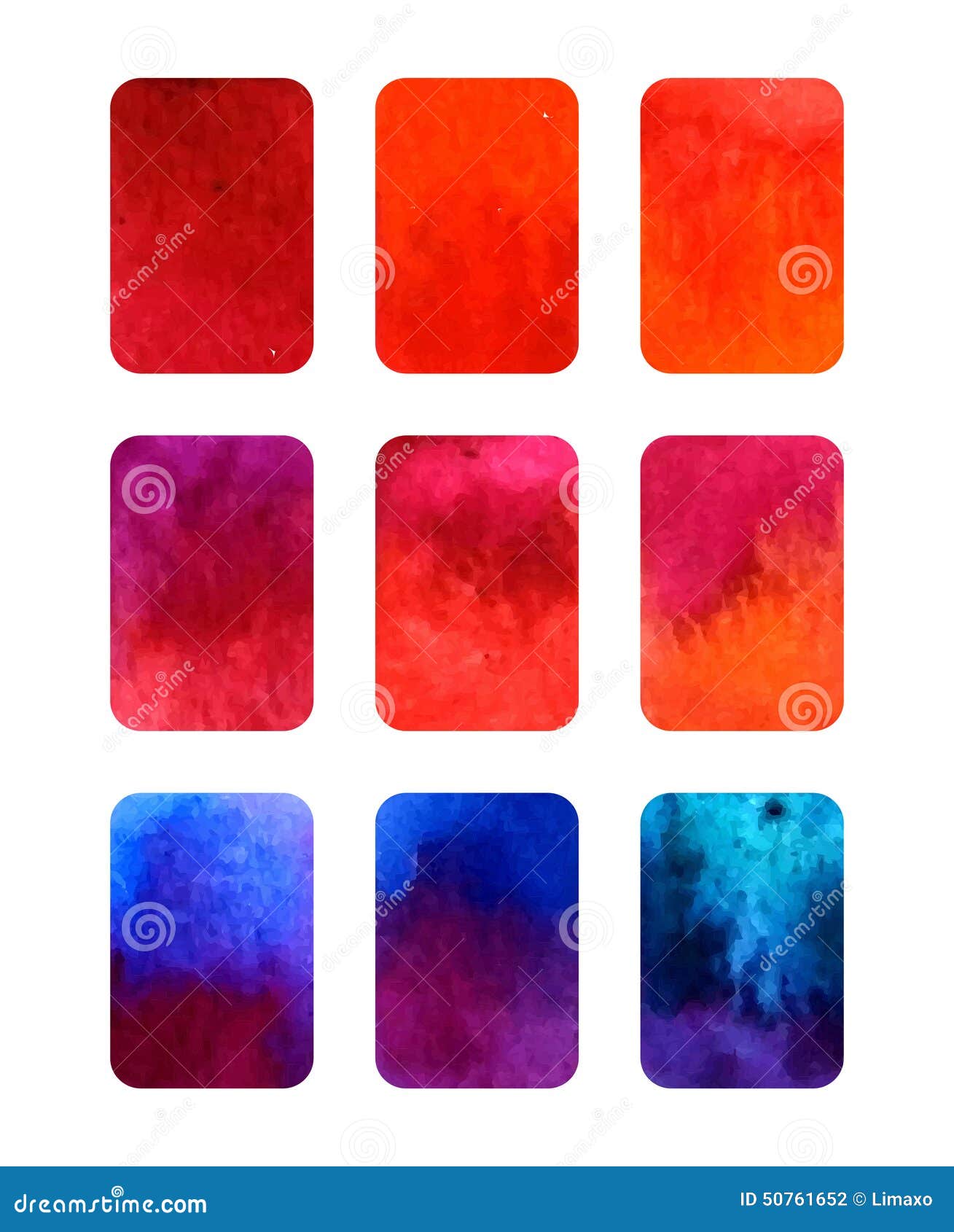 Vector Set of Gradient Watercolor Elements for Design Isolated on White ...