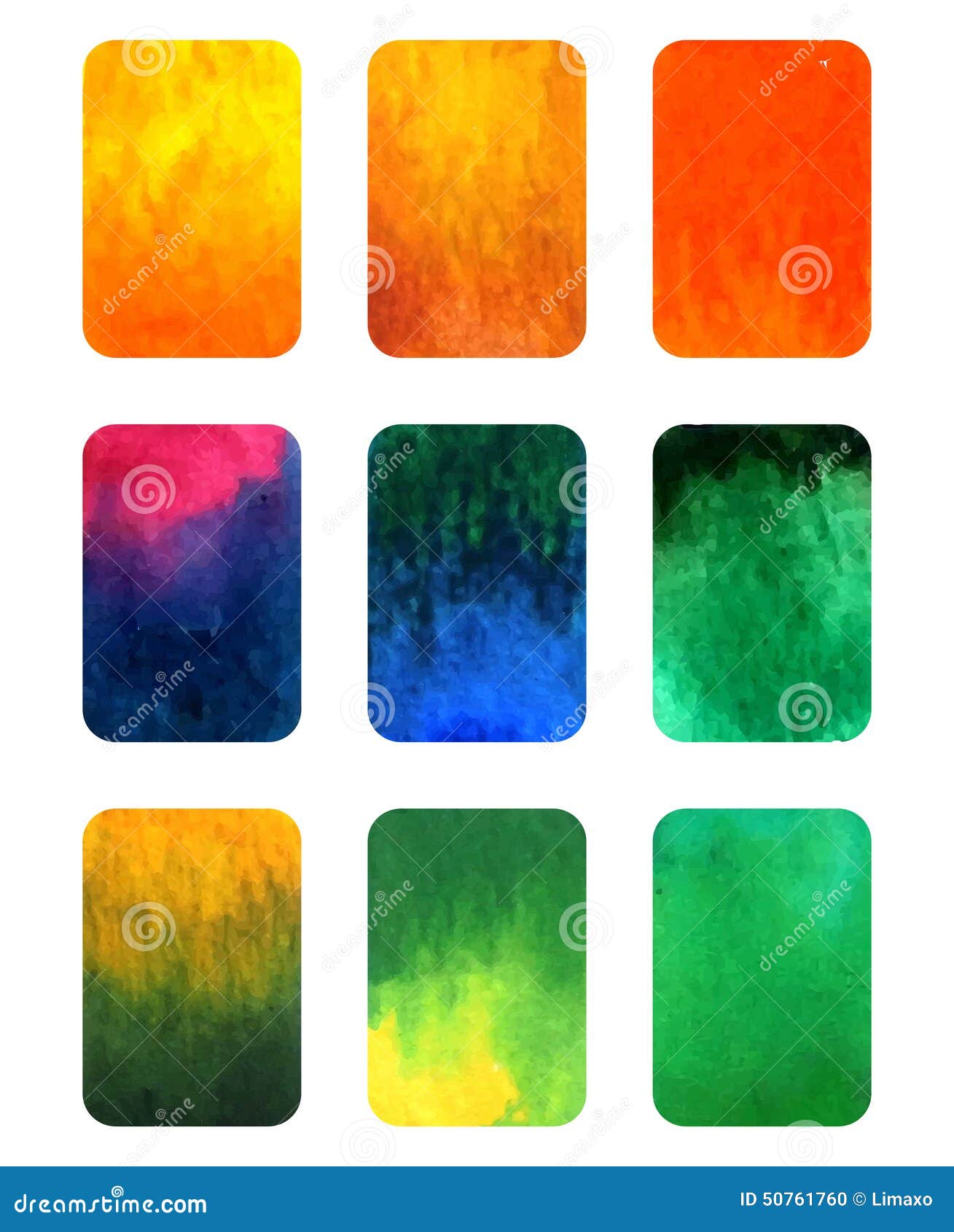 Vector Set of Gradient Watercolor Elements for Design Isolated on White ...