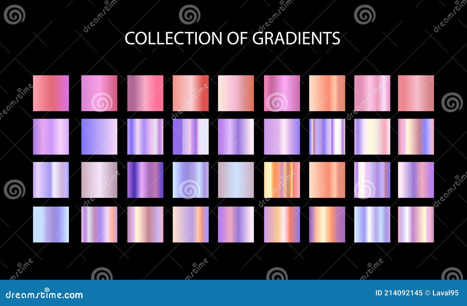 Vector Set of Gradients. Big Collection of Colorful Metallic Gradient ...
