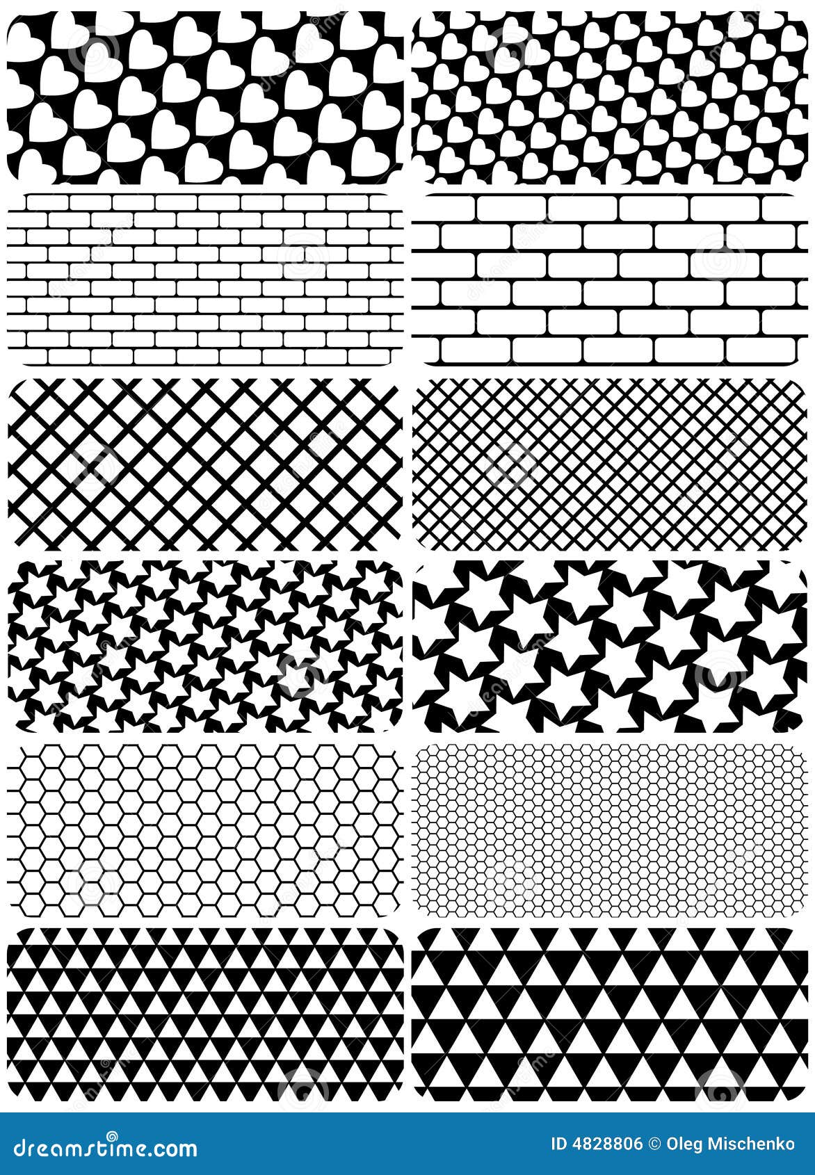Vector Set of Graphic Patterns Stock Vector - Illustration of white ...