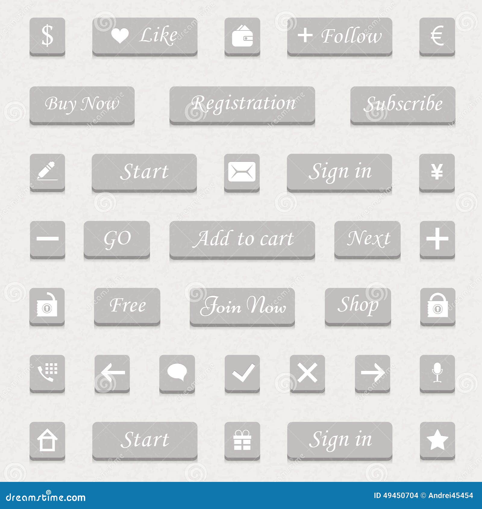 Vector Set of Gray Buttons and Web Elements Stock Illustration ...