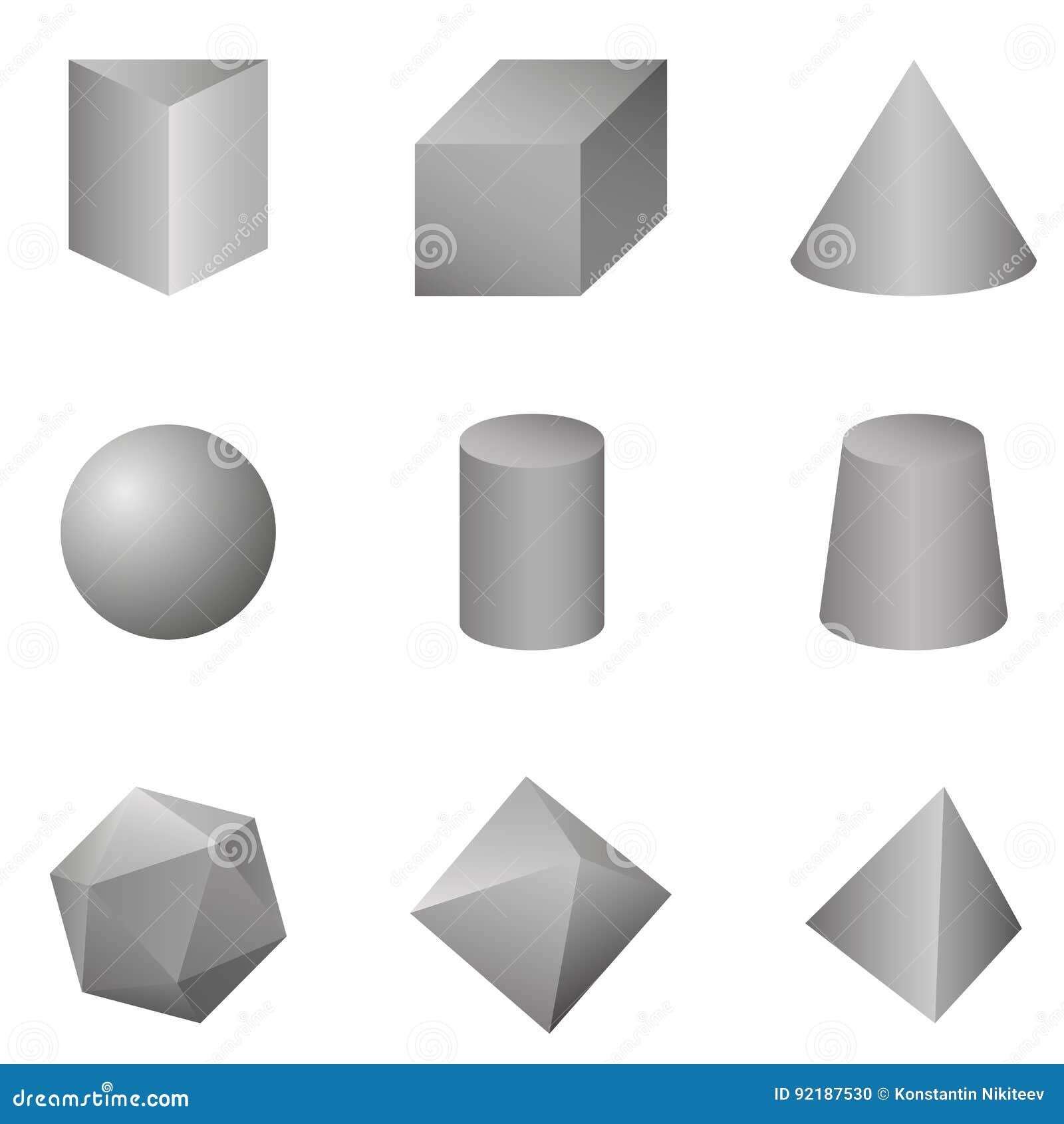 Vector Set of Gray Gradient Geometrical Shapes Stock Vector ...